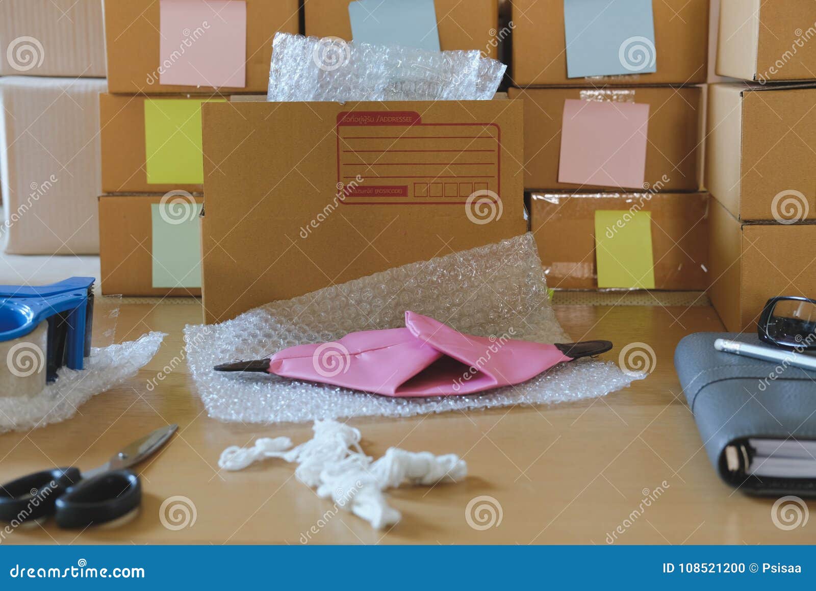 Notebook, Packing Accessories at Workplace of Startup Small Business ...