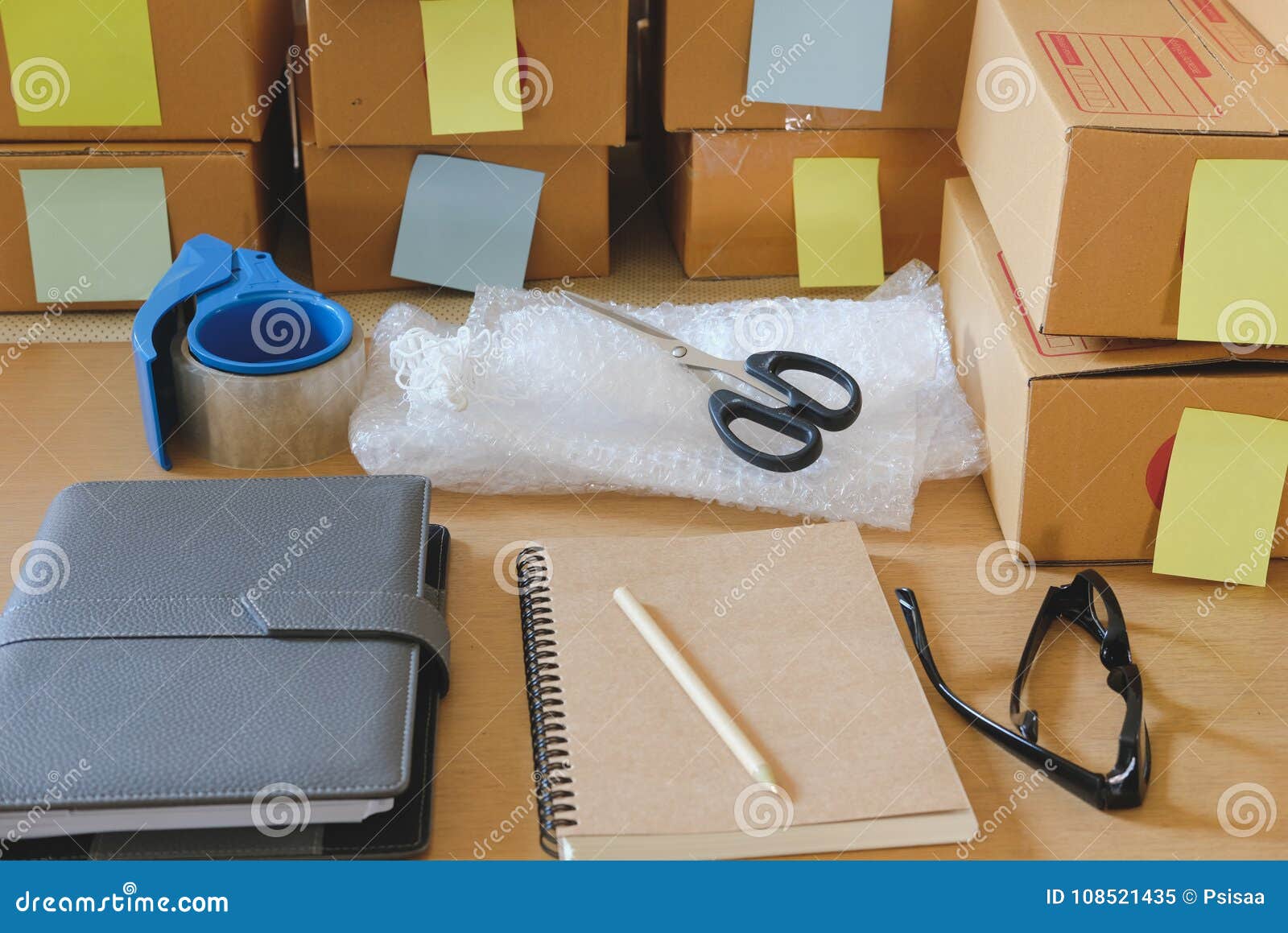 Notebook, Packing Accessories at Workplace of Startup Small Business ...