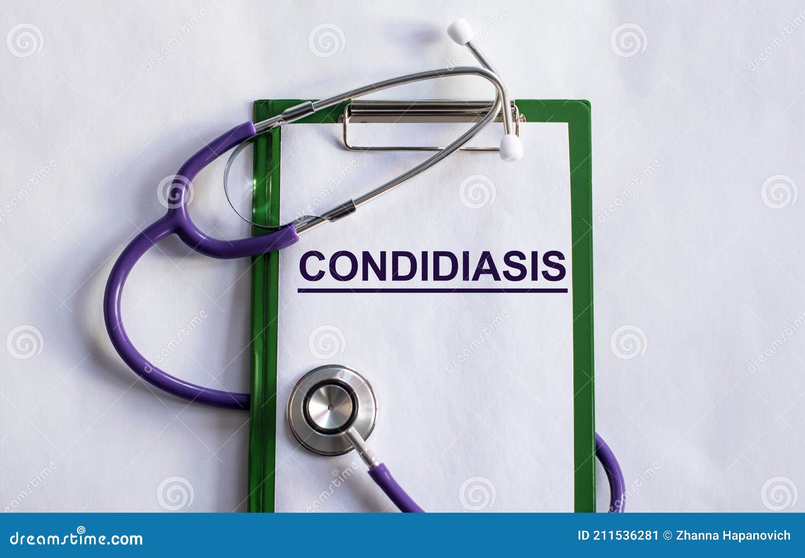 Notebook Pade with Word CONDIDIASES, on a Table with a Stethoscope ...