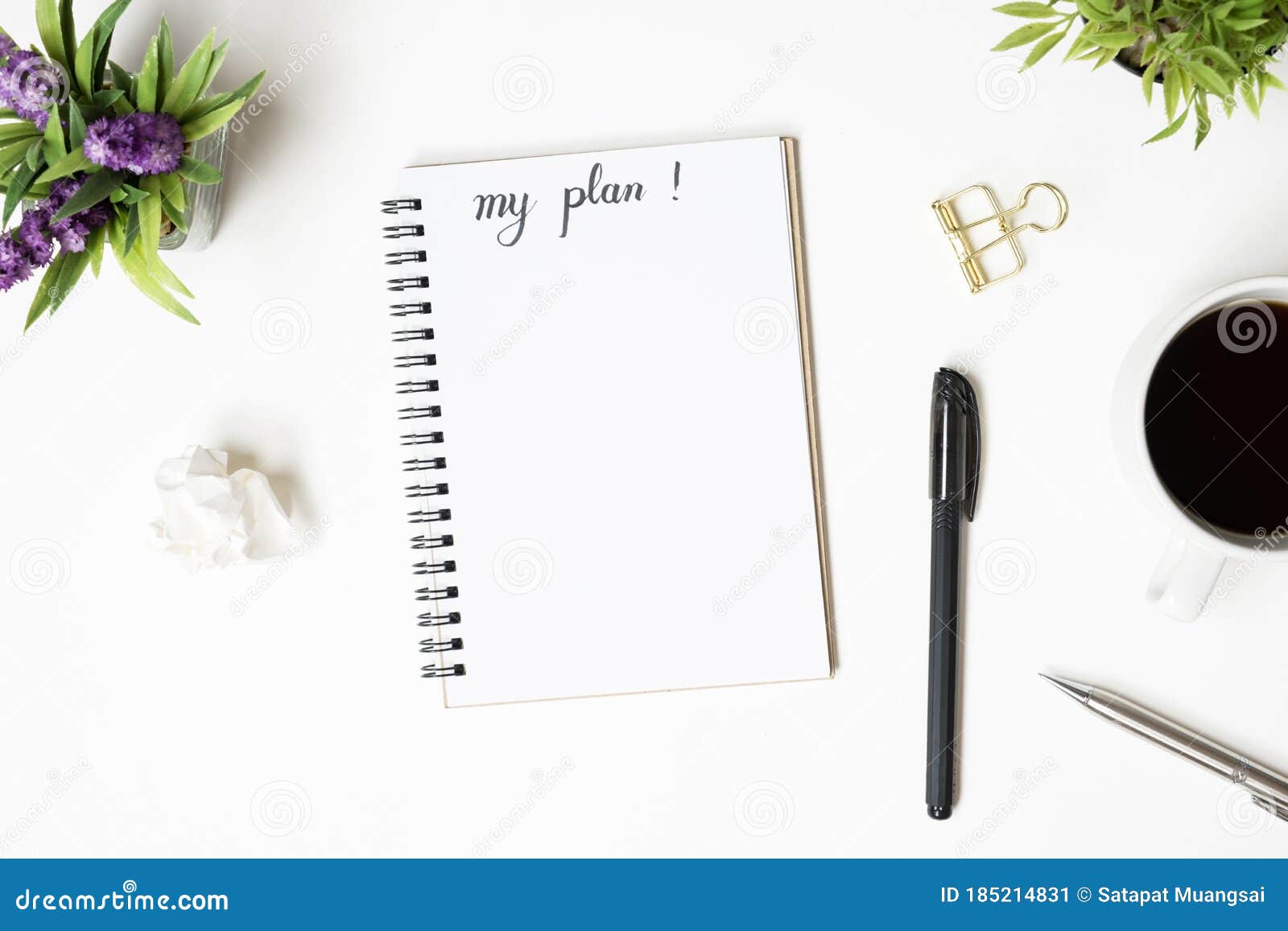 Notebook Page with My Plan Concept. Top View, Flat Lay Stock Image ...