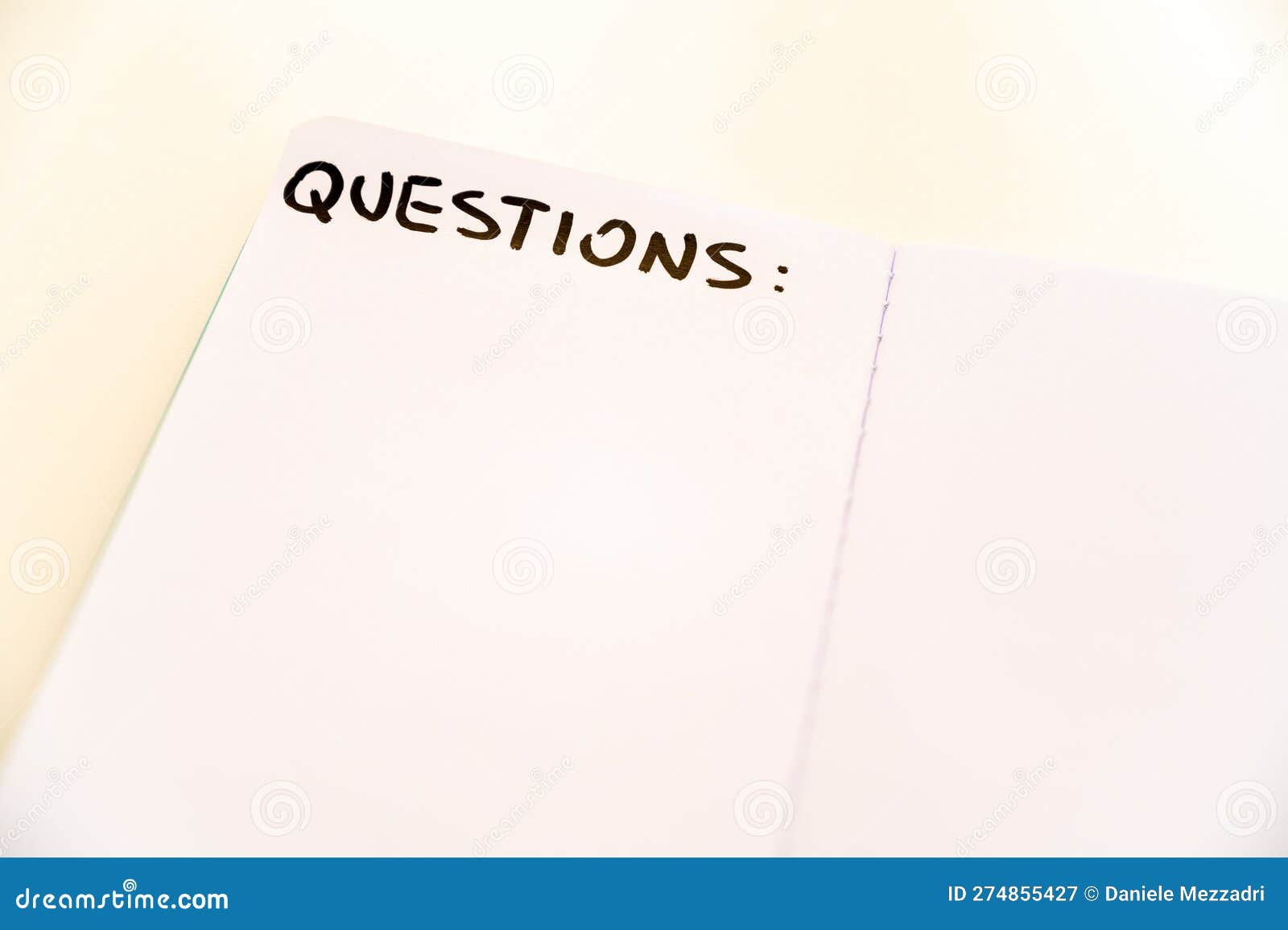 Notebook Page, with Questions Written. Stock Image - Image of list ...