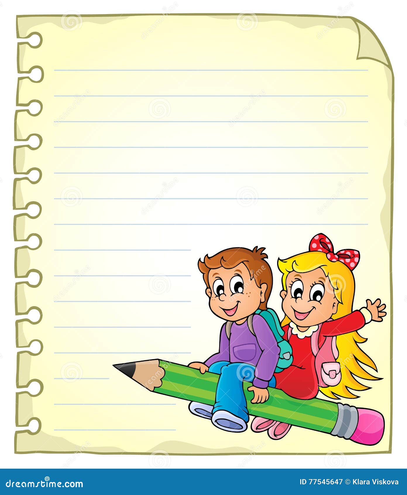 Notebook Page with School Kids 1 Stock Vector - Illustration of message ...