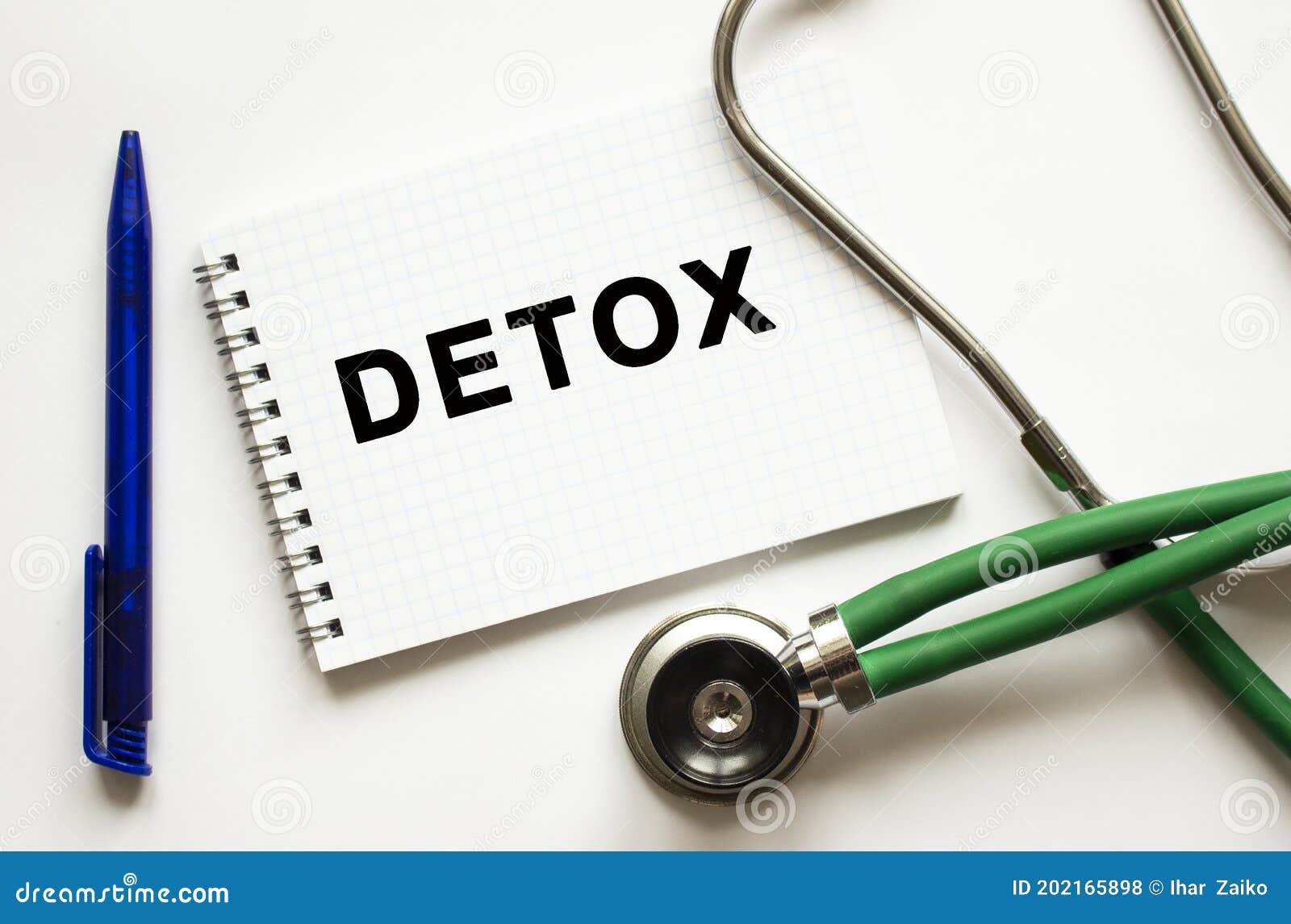 Notebook Page with Text DETOX, on a Table with a Stethoscope and Pen ...