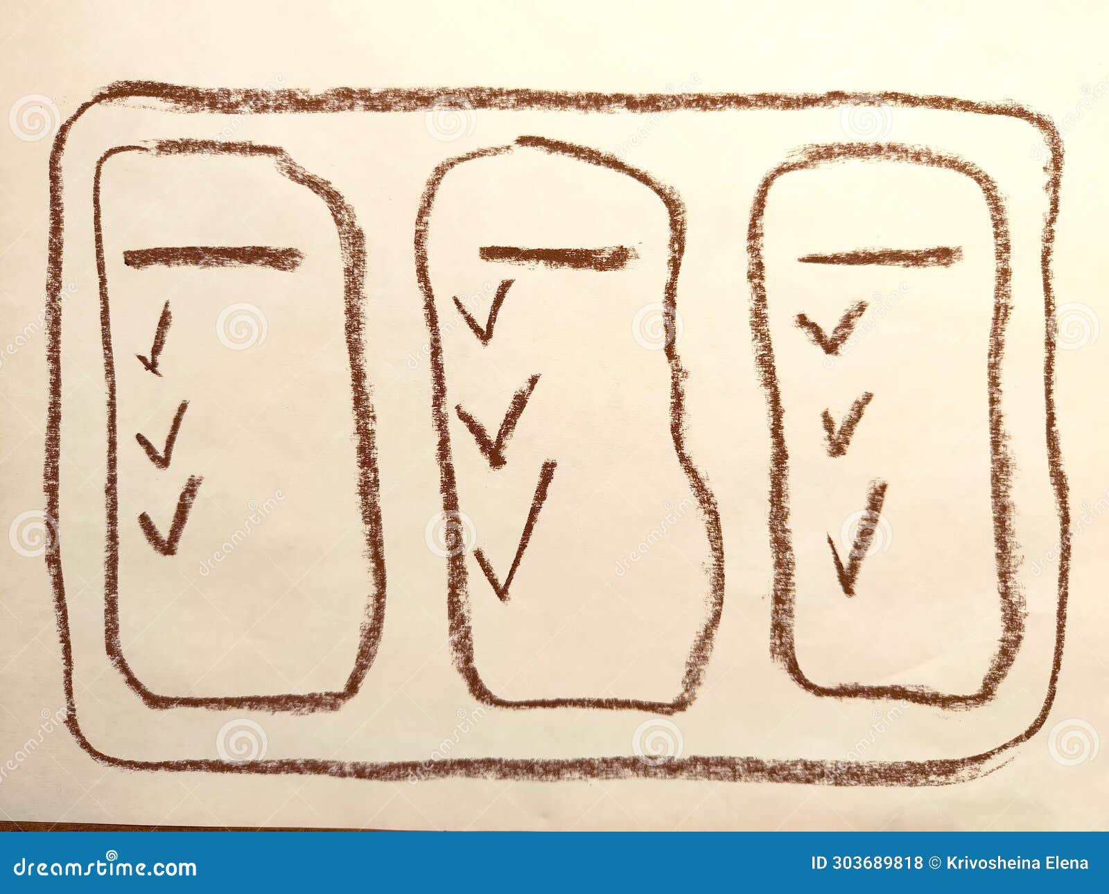 A Notebook Page with Three Columns, Highlighted Lines for Headings and ...