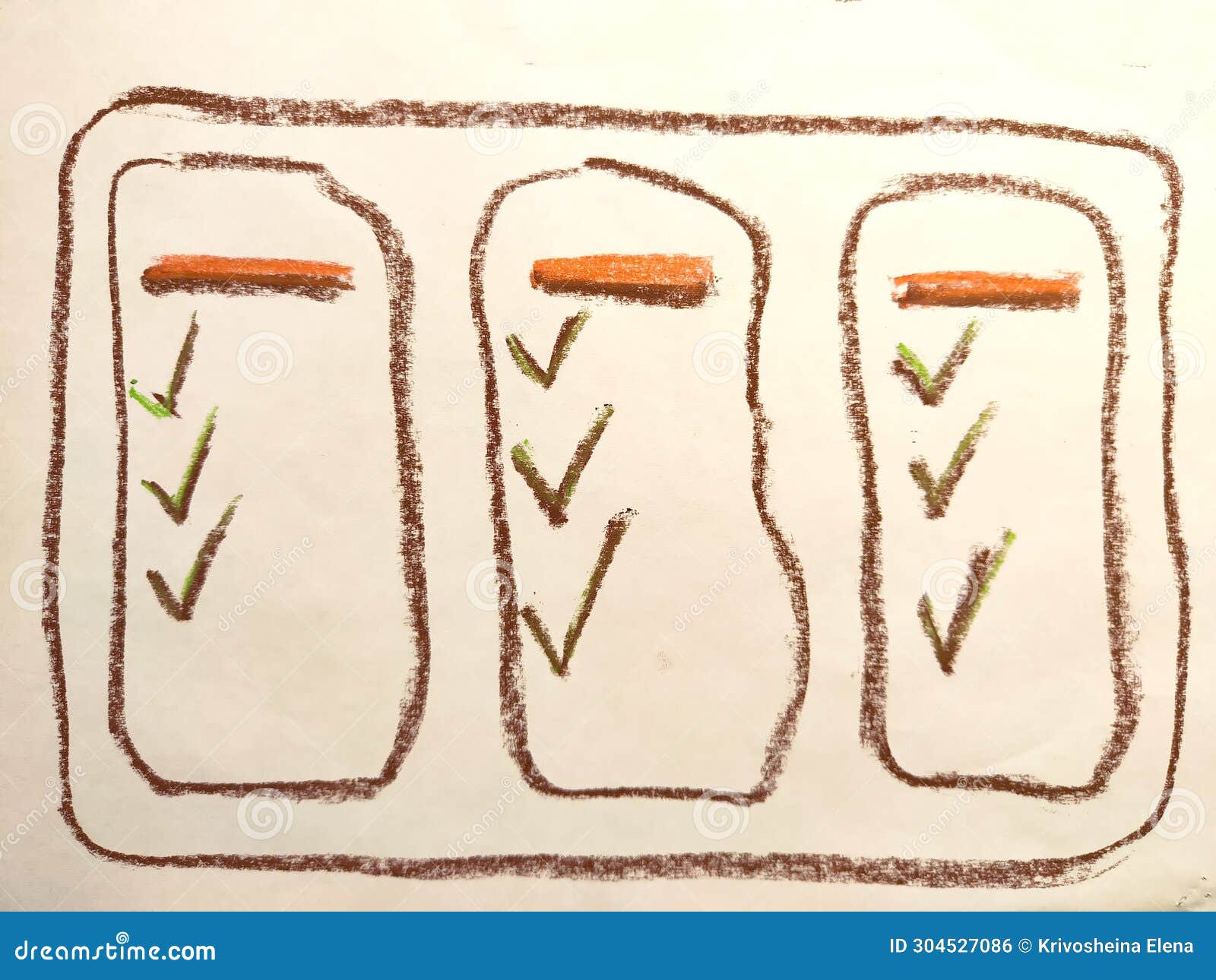 A Notebook Page with Three Columns, Highlighted Lines for Headings and ...