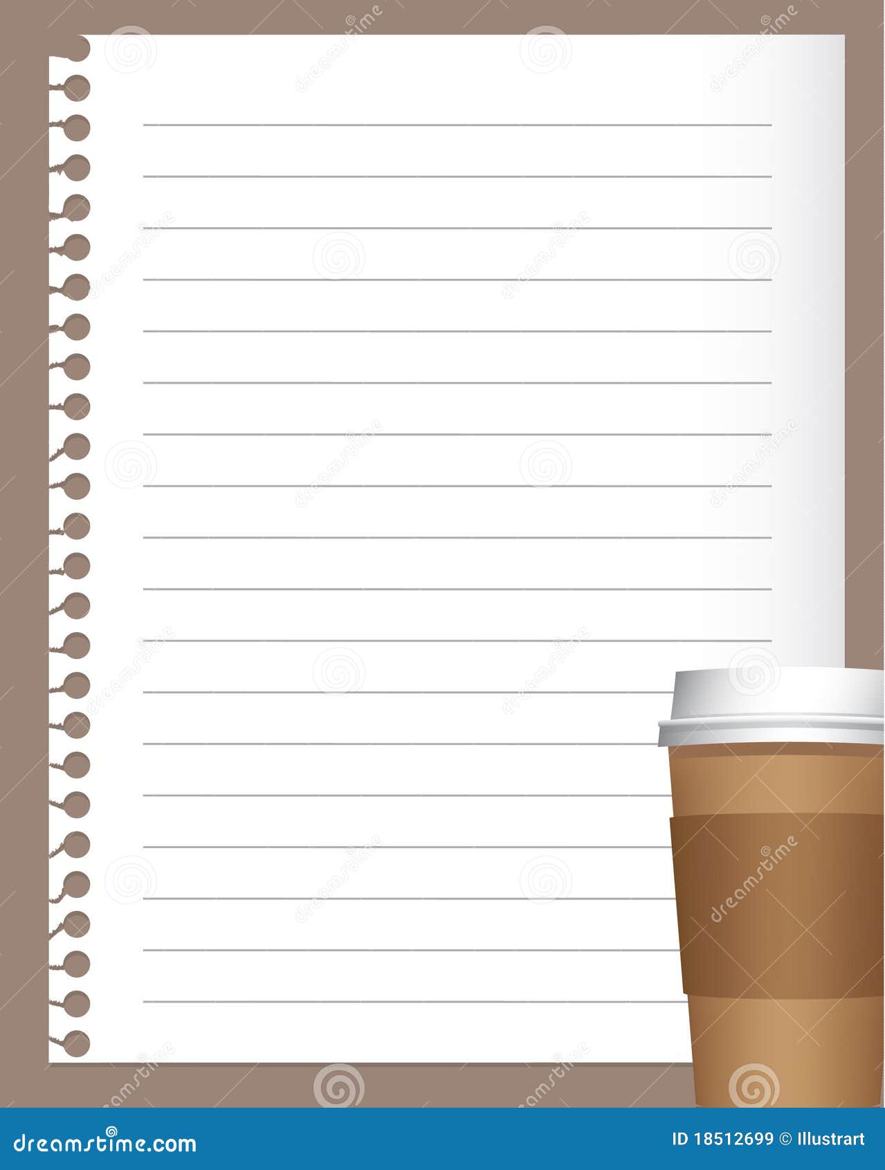 Notebook paper with coffee stock vector. Illustration of graphic - 18512699