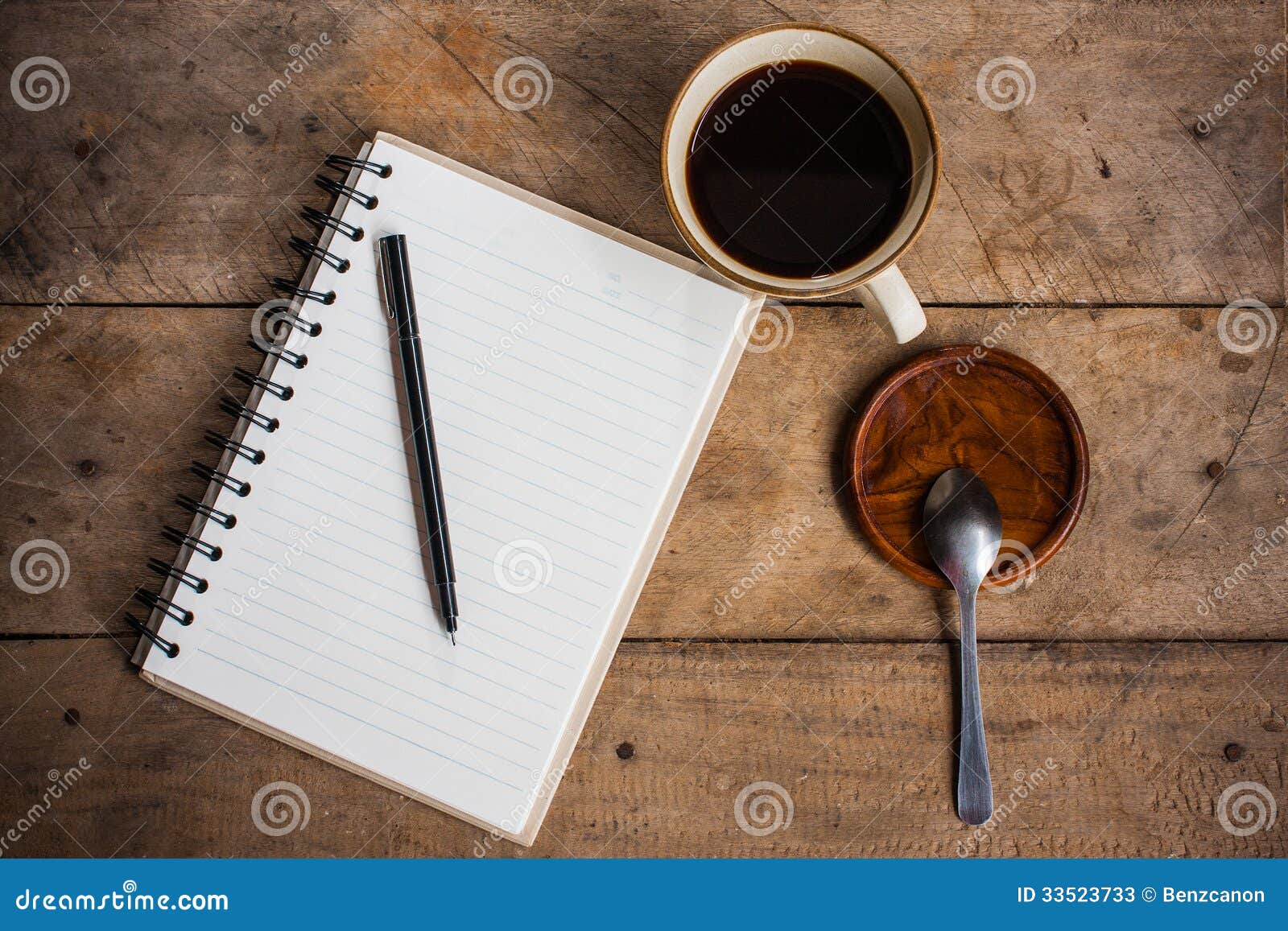 Notebook paper and coffee stock image. Image of idea - 33523733