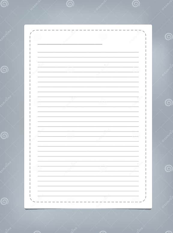 Notebook Paper with Dashed Line Frame. Stock Vector - Illustration of ...
