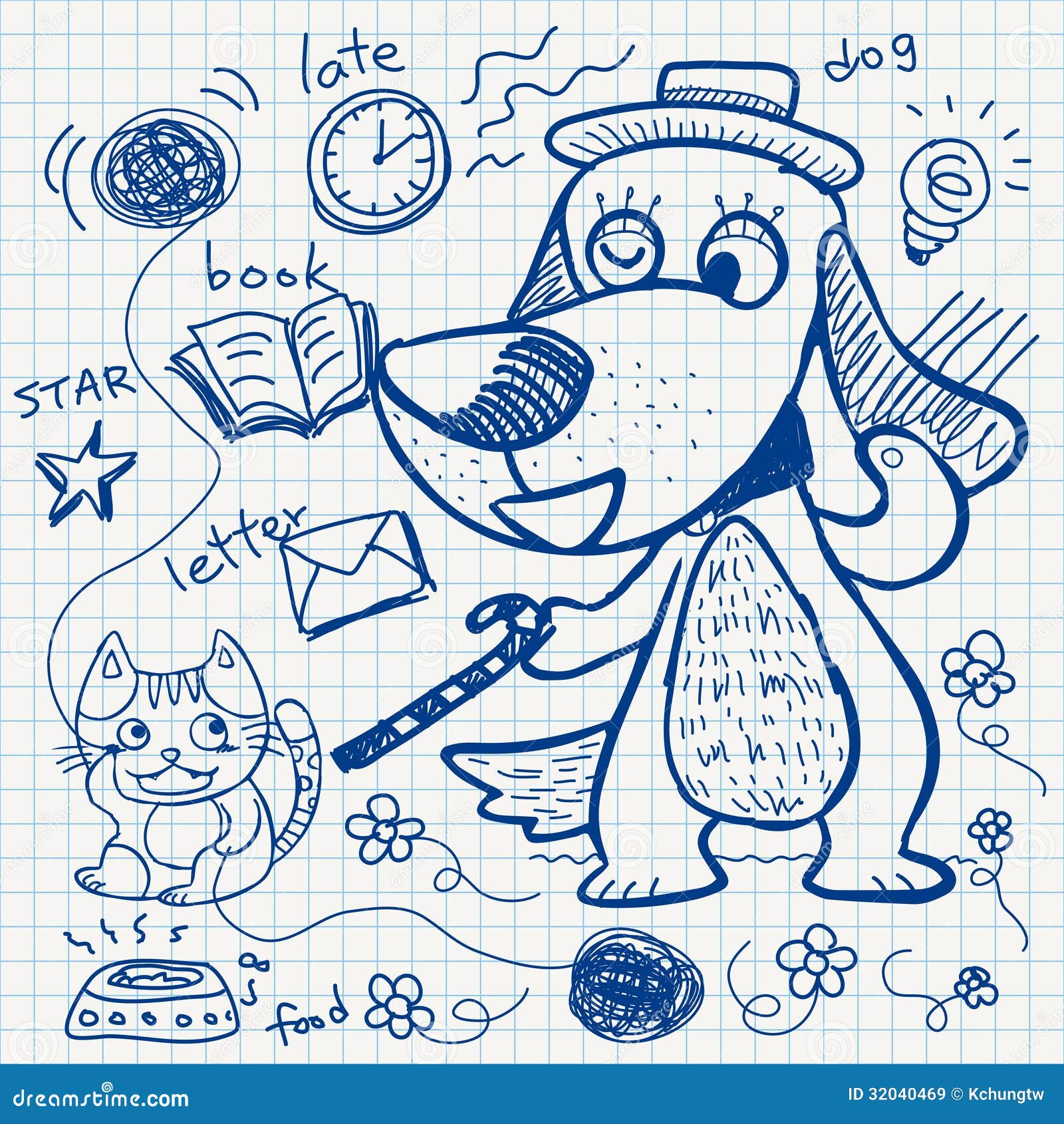 Notebook paper doodles stock vector. Illustration of child - 32040469