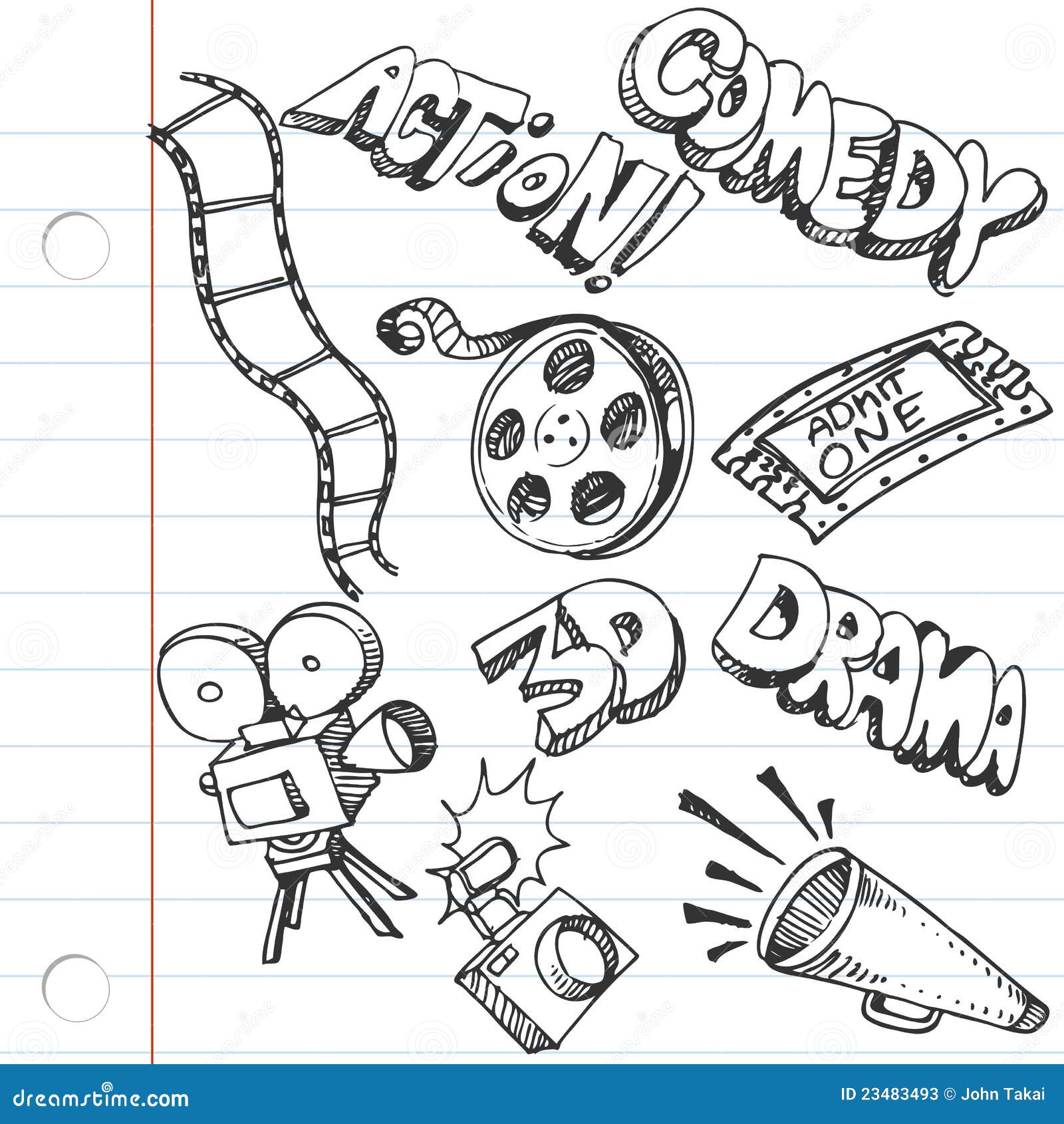 Notebook Paper Entertainment Doodles Stock Vector - Illustration of ...