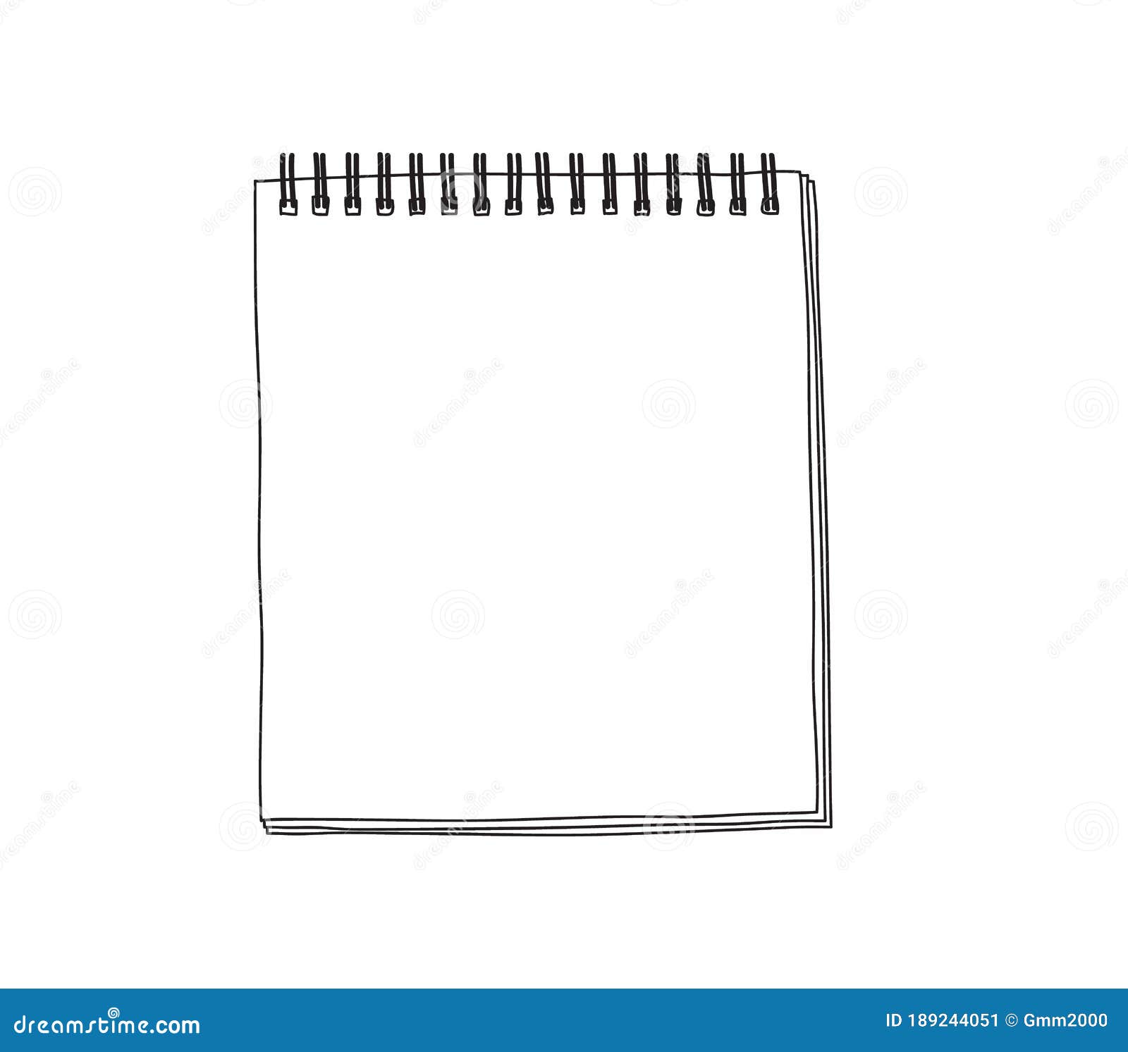 Notebook Paper Hand Drawn Cute Line Art Illustration Stock Vector ...