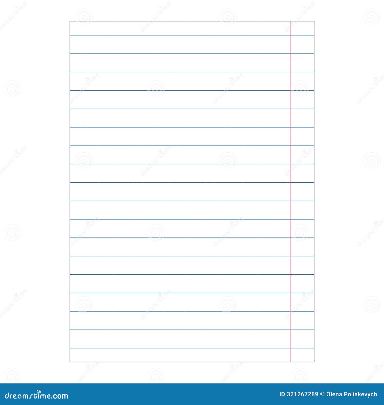 Notebook Paper Icon. Lined Sheet Design. Blue Lines, Red Margin. Vector ...