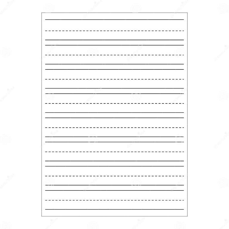 Notebook Paper Icon. Lined Sheet Design. Solid and Dashed Lines. Vector ...