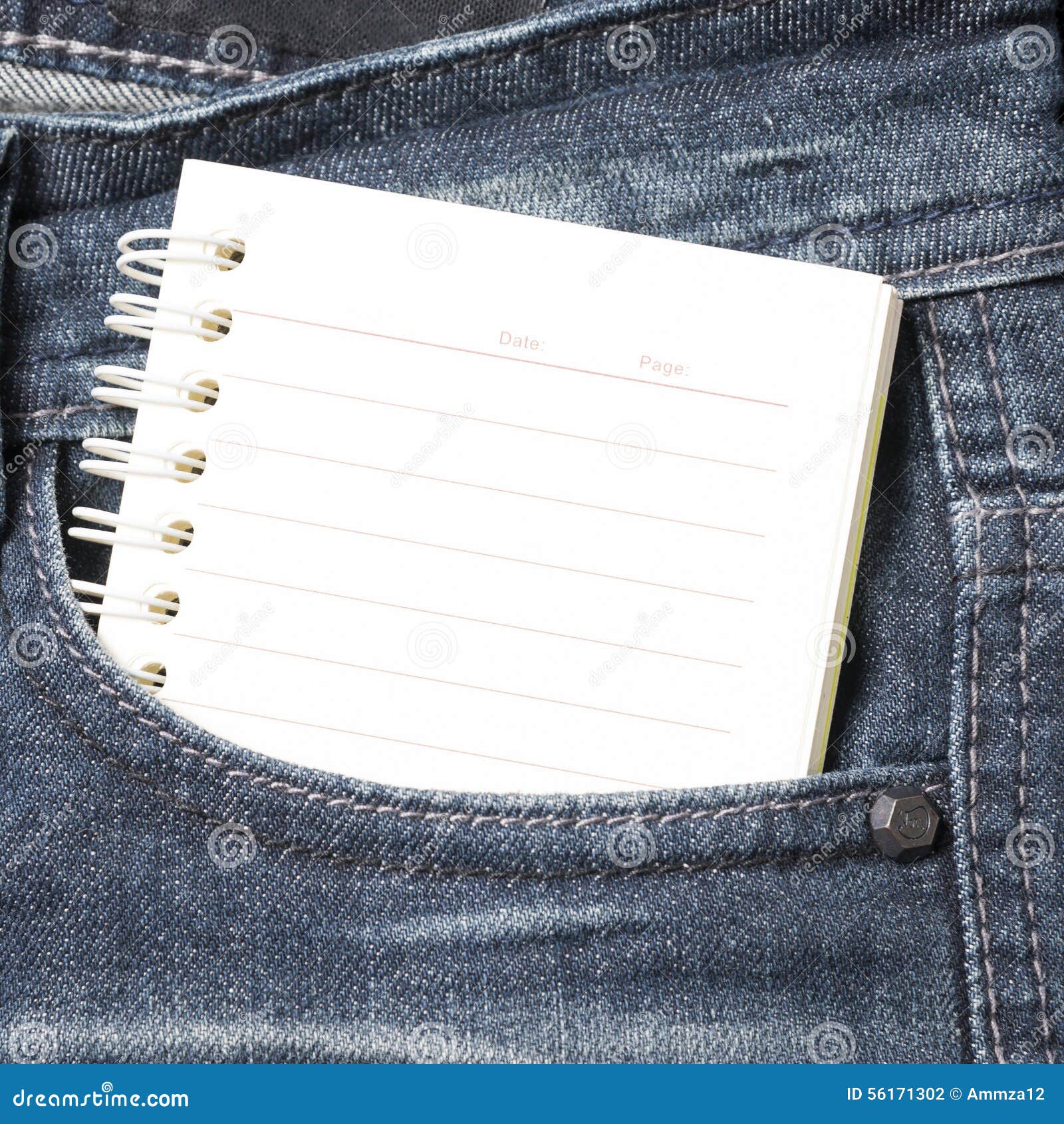 Notebook Paper in Jean Pocket Stock Photo - Image of notebook, label ...
