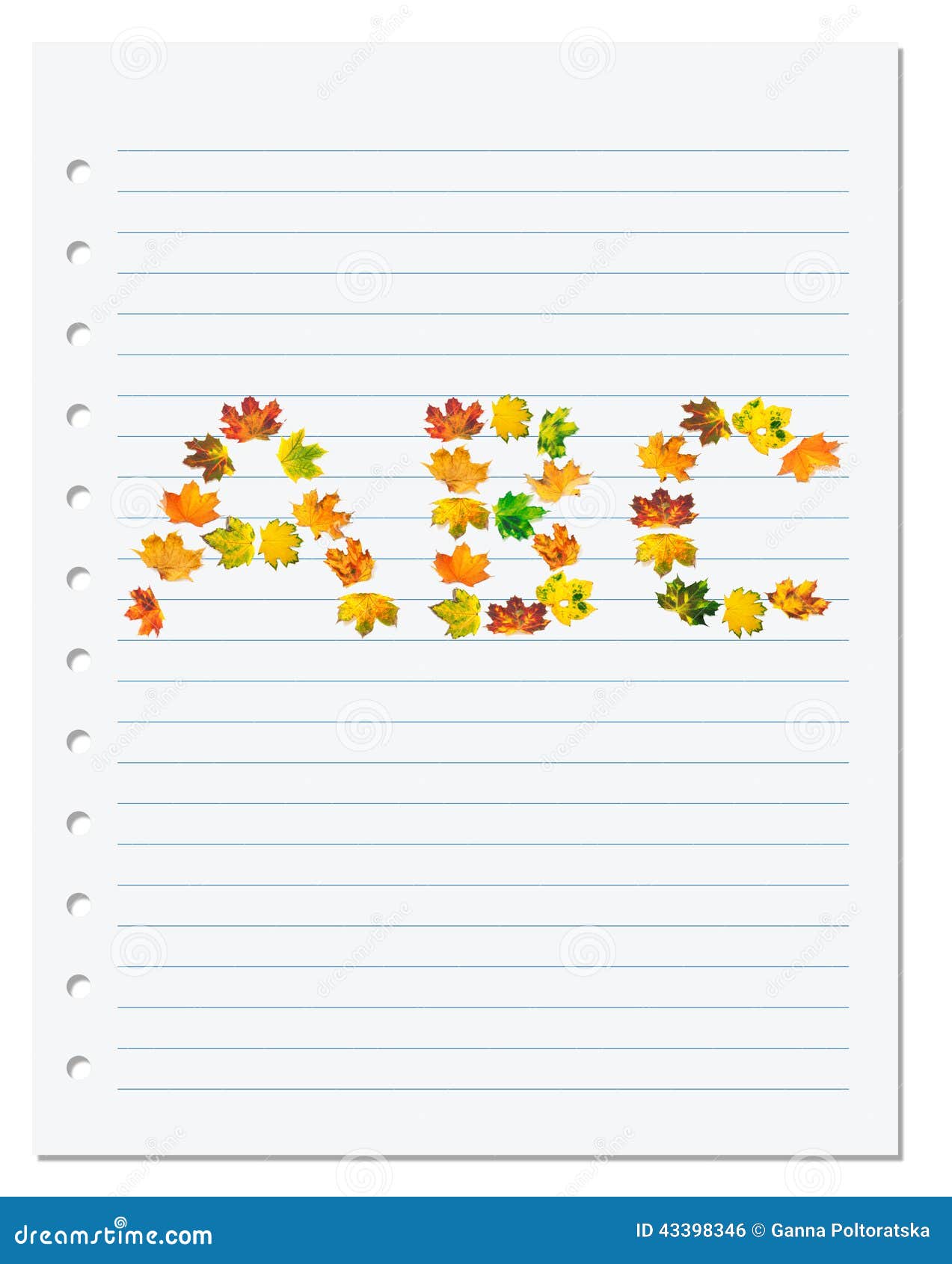 Notebook Paper with Letters a B C Composed of Autumn Maple Leafs Stock ...