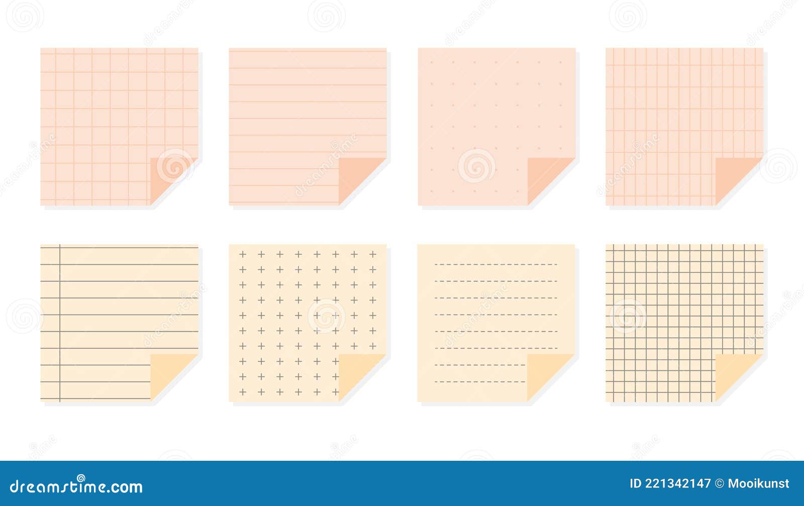 Notebook Paper Pastel Notes Sheet Set Vector Stock Vector ...