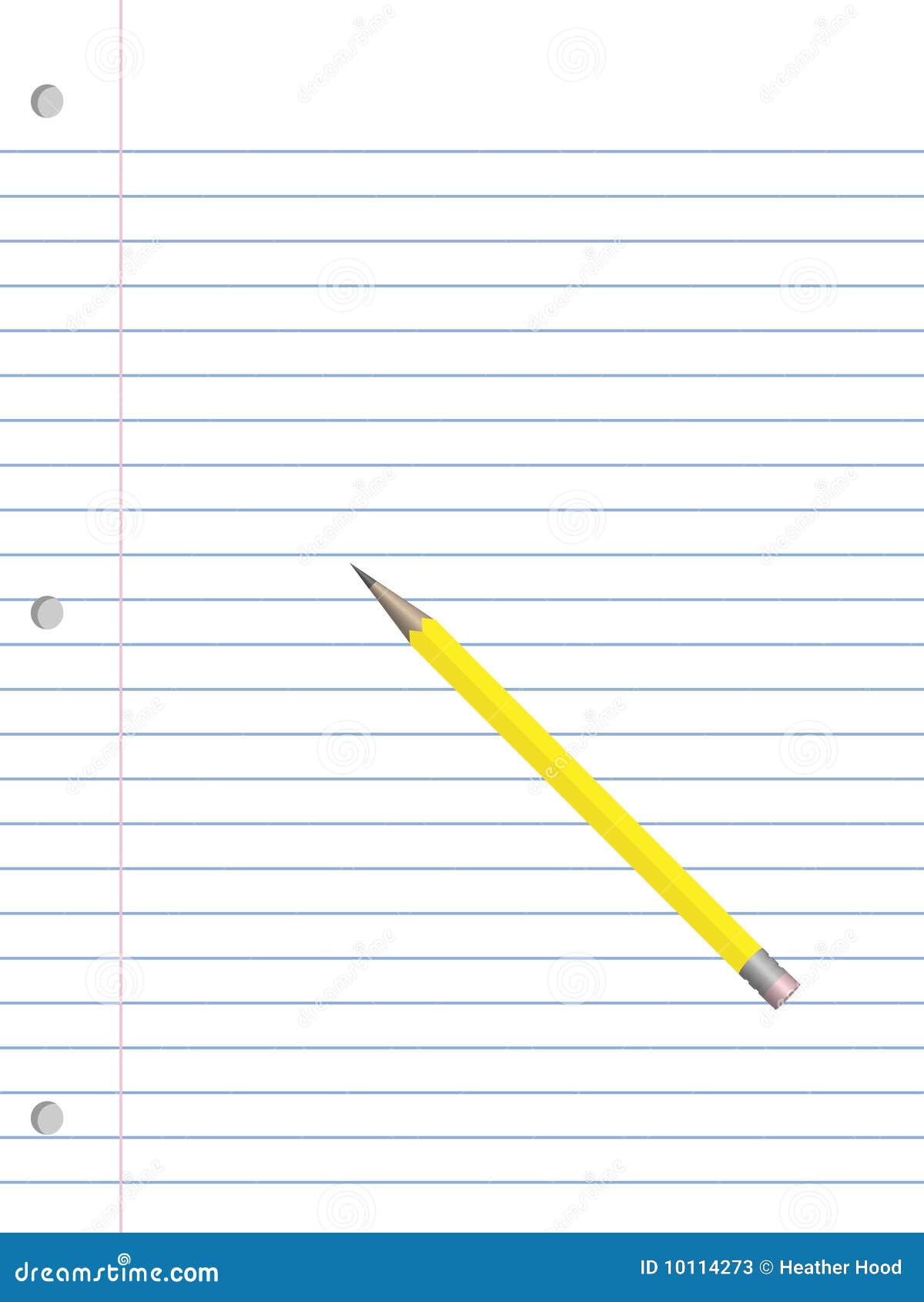 Notebook paper and pencil stock vector. Illustration of pencil - 10114273