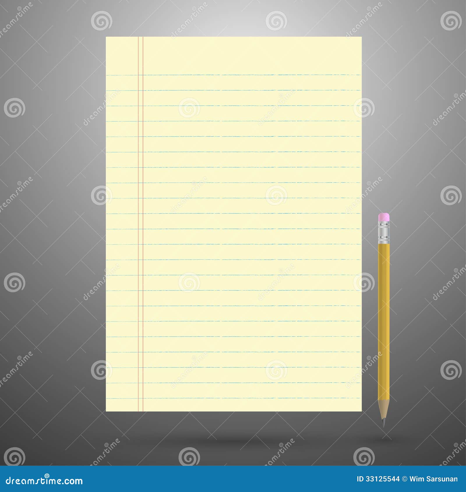 Notebook paper with pencil stock vector. Illustration of notepaper ...