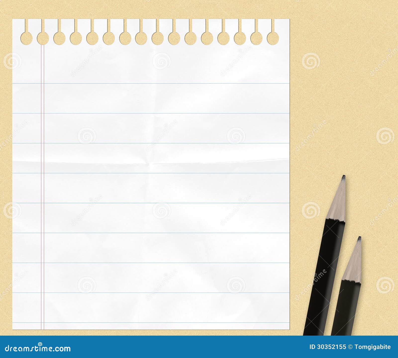 Notebook Paper with Pencils Stock Illustration - Illustration of note ...