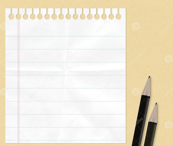 Notebook Paper with Pencils Stock Illustration - Illustration of note ...