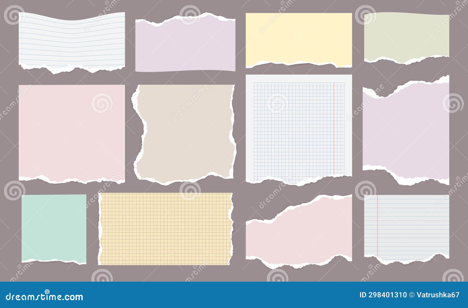 Notebook Paper Pieces. Torn Blank Sheet with Lines, Blank Scrap Paper ...