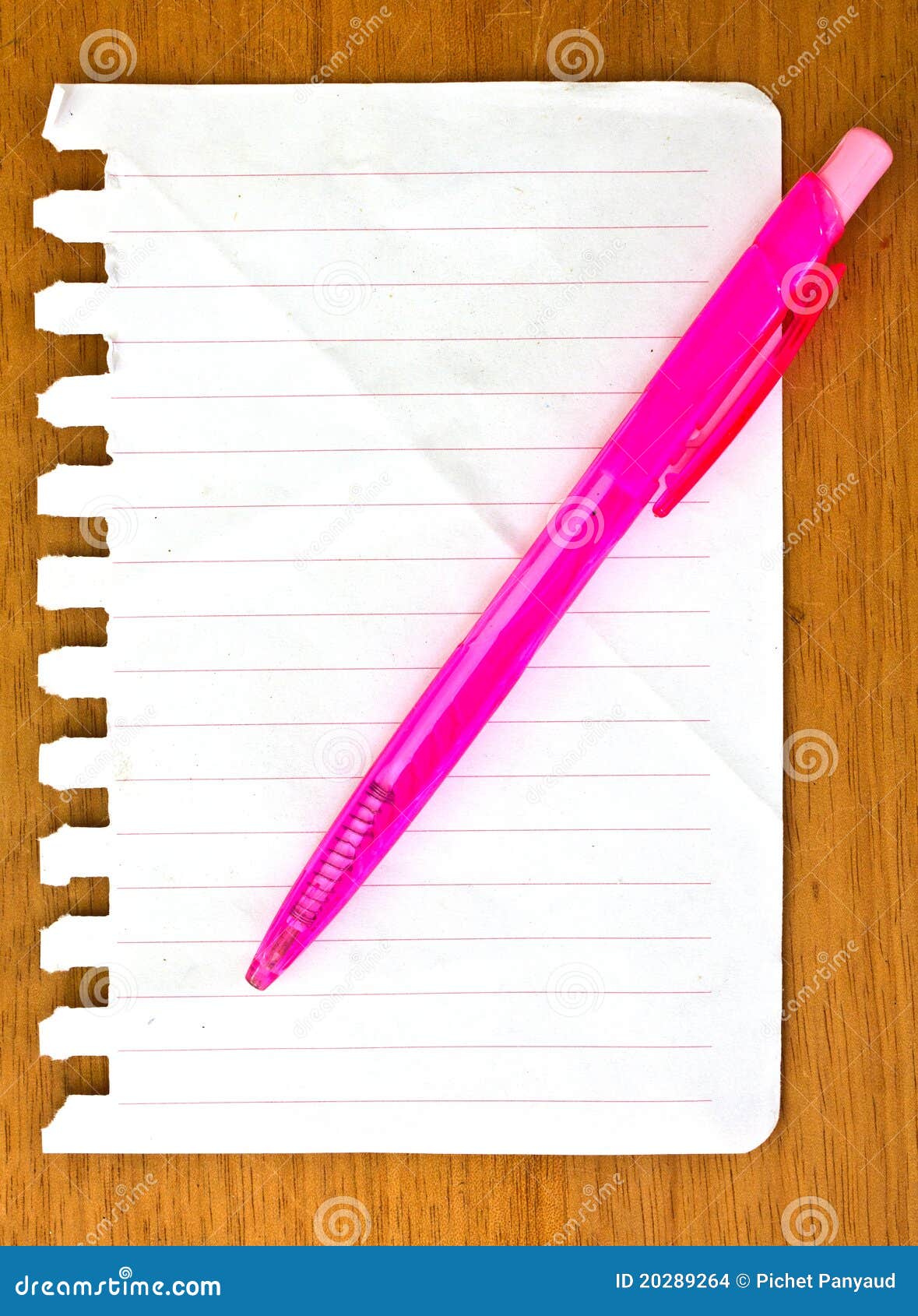 Notebook Paper & Pink Pen Stock Photo - Image of backdrop, empty: 20289264