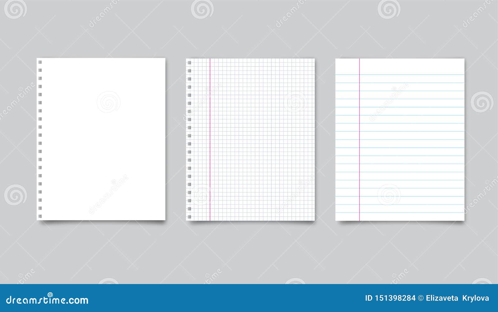 Notebook Paper. Set of Different Notebook Pages, Vector Illustration ...