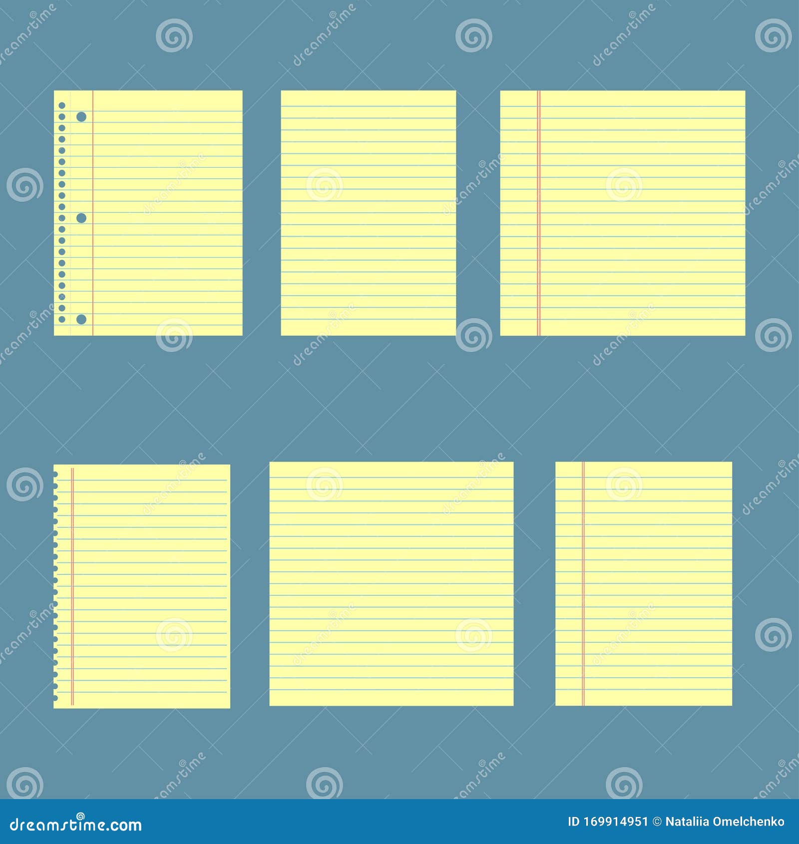 Notebook Paper Set. Yellow Lined Paper Icon Stock Illustration ...