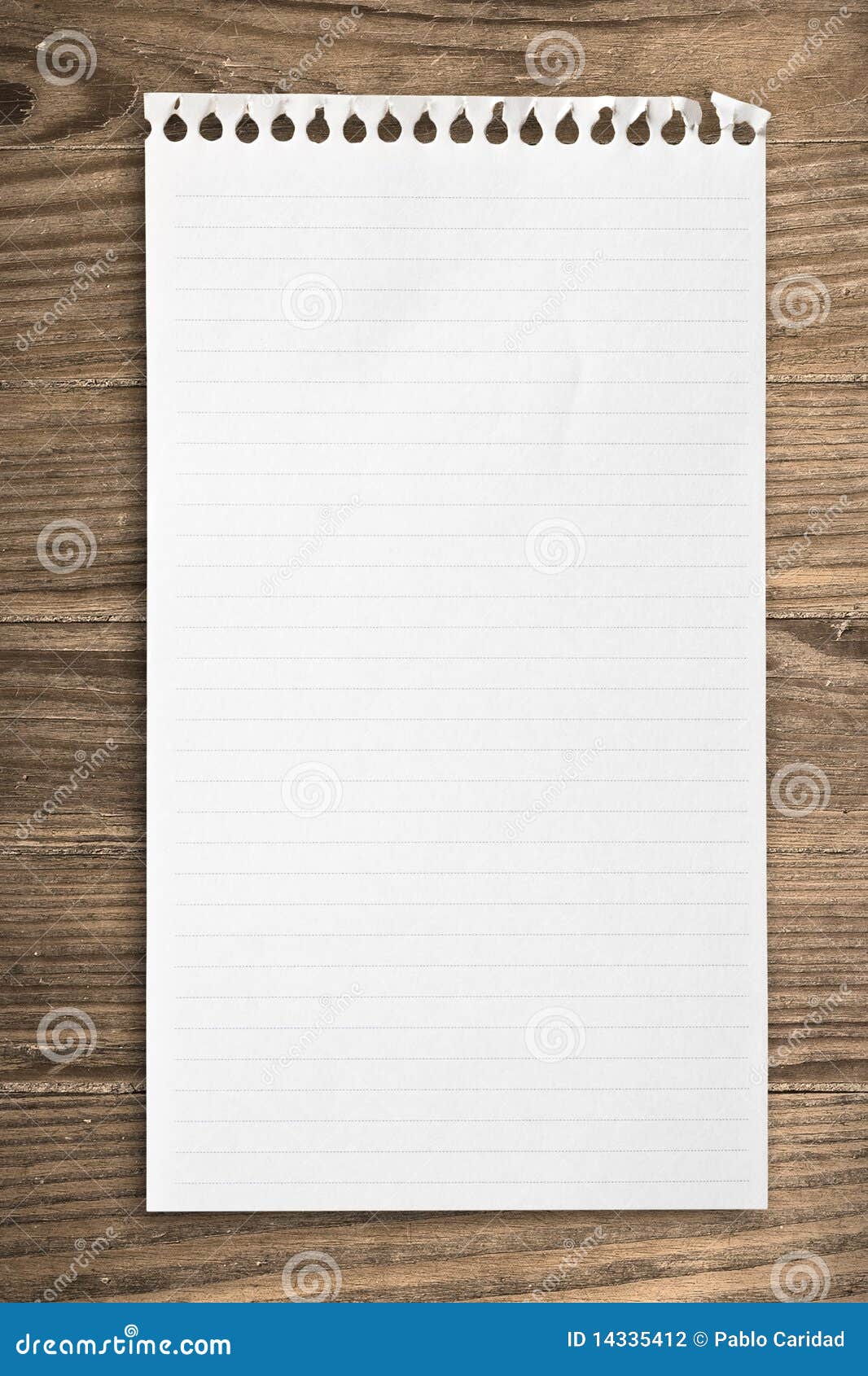 Notebook Paper Sheet on a Wooden Table. Stock Photo - Image of blank ...