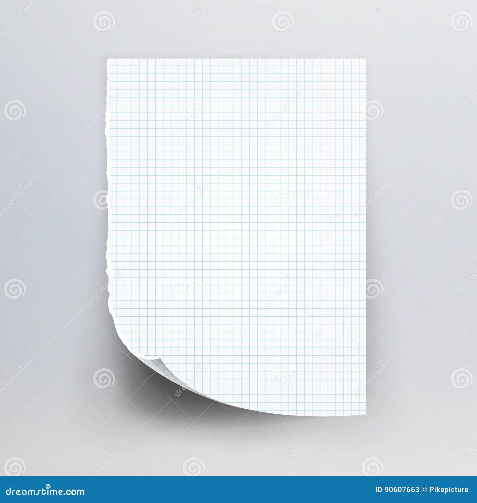 Notebook Paper with Torn Edge Vector Illustration. School Sheet Page ...