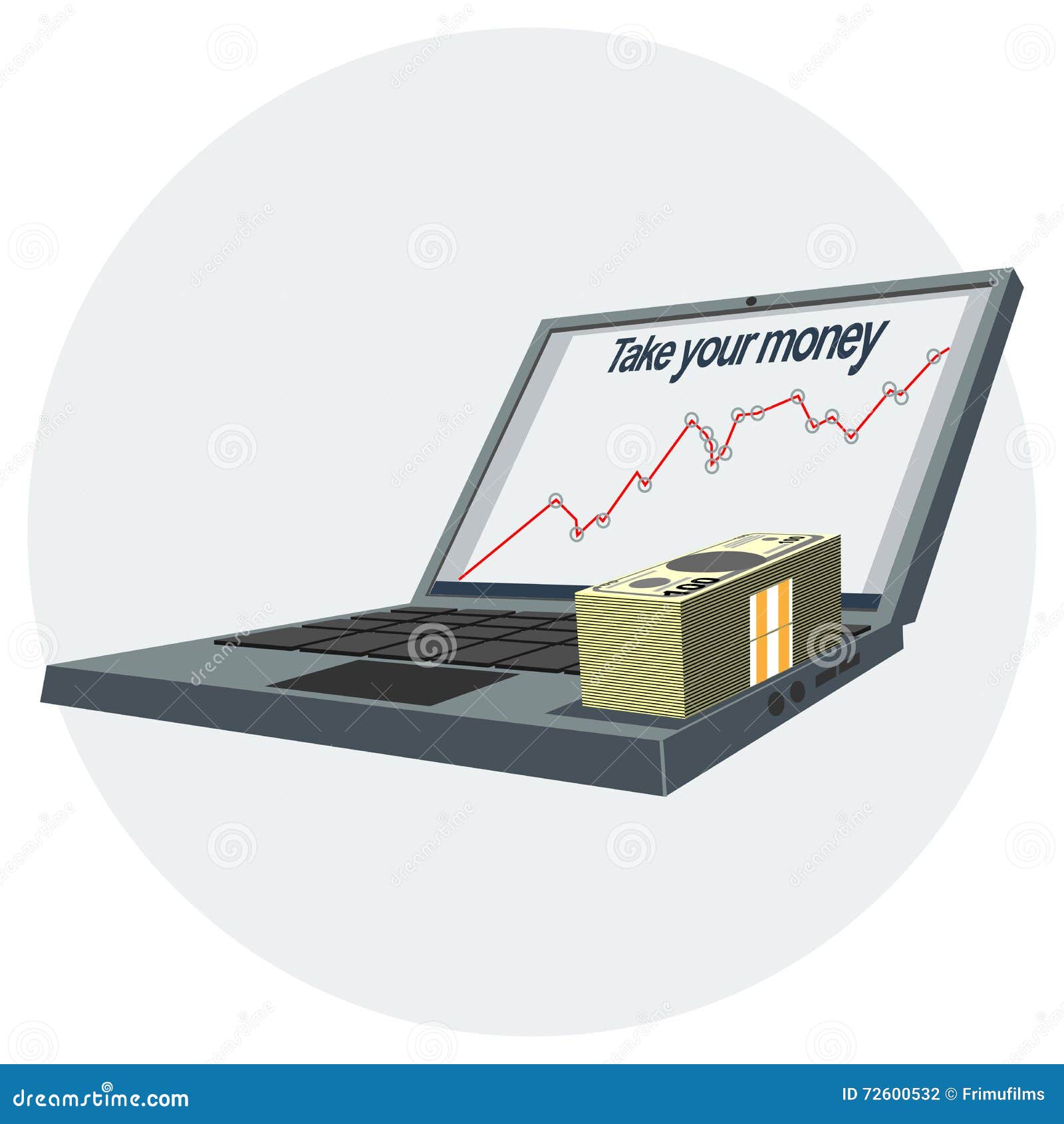 Notebook Pc Icon with Growing Success Chart Stock Vector - Illustration ...