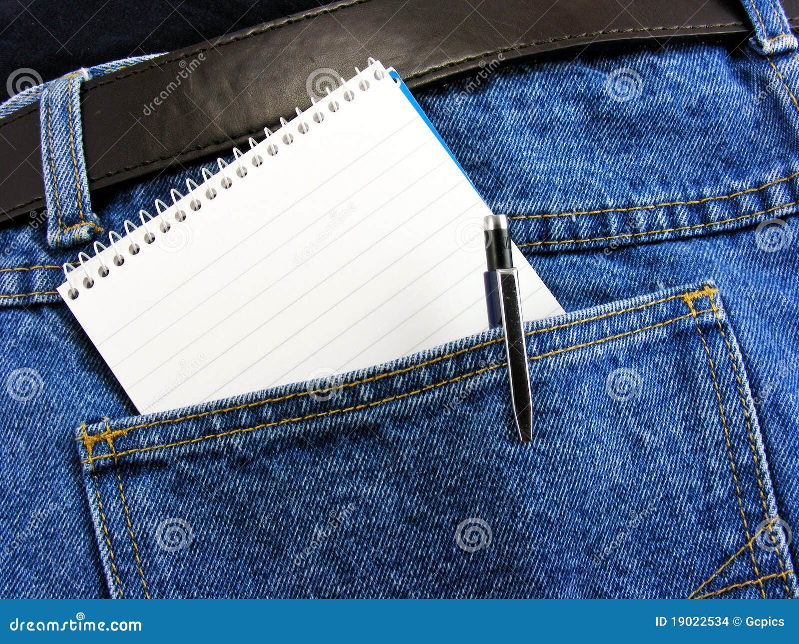 A Notebook & Pen in Back Pocket Stock Photo - Image of notebook, memo ...