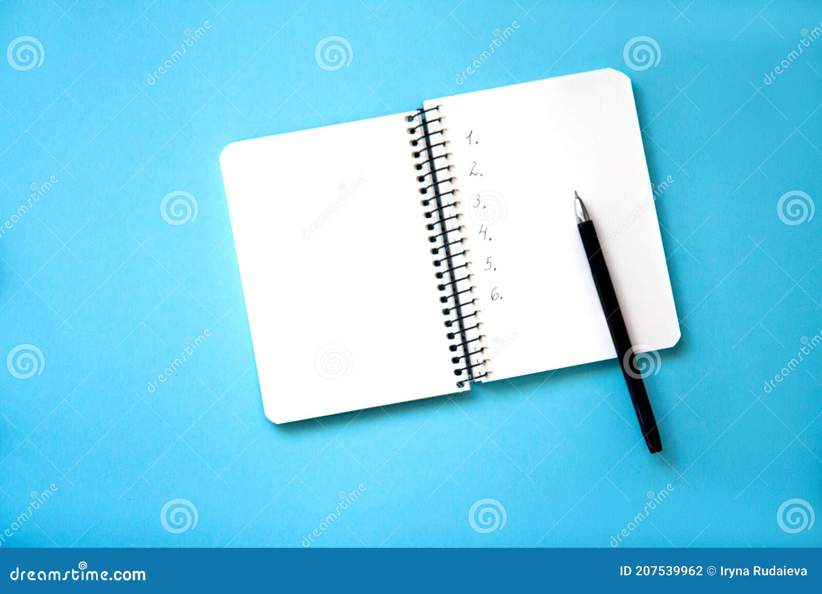 Notebook with Pen on Blue Background Stock Photo - Image of idea, list ...