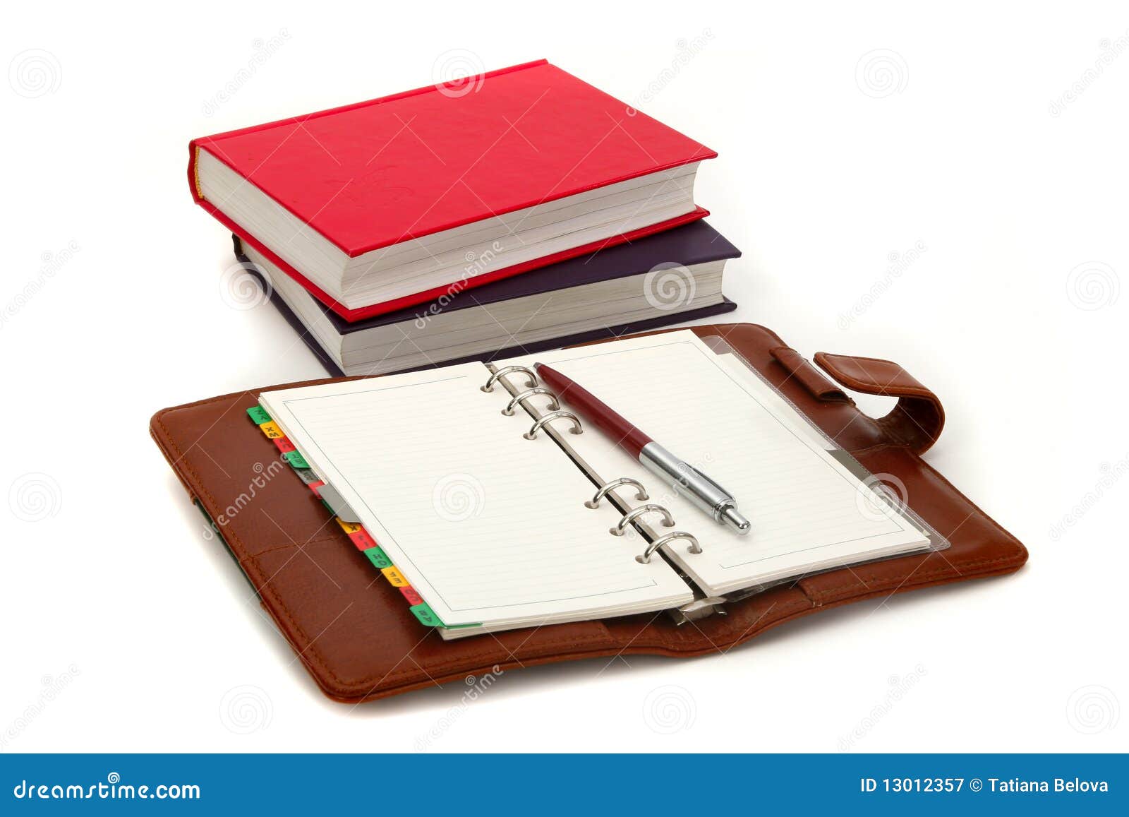 Notebook, pen and books stock image. Image of notebook - 13012357