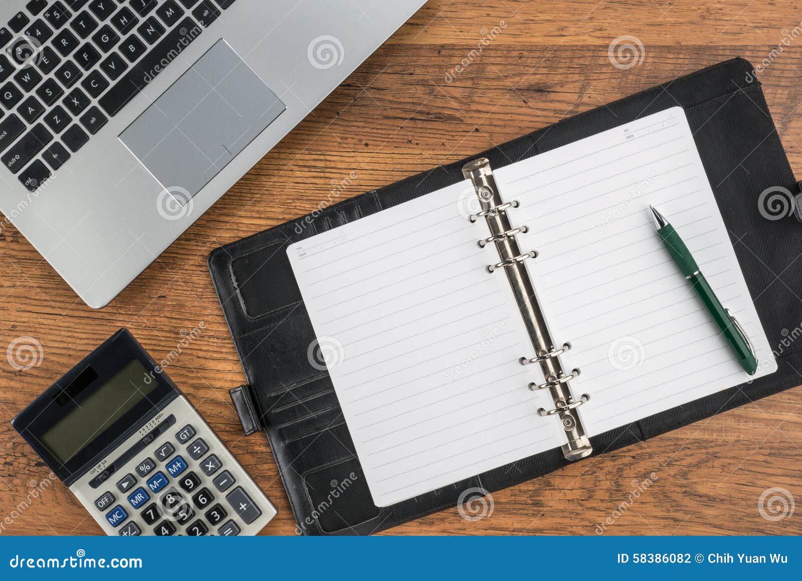 Notebook and Pen with Calculator on the Desk Stock Photo - Image of ...