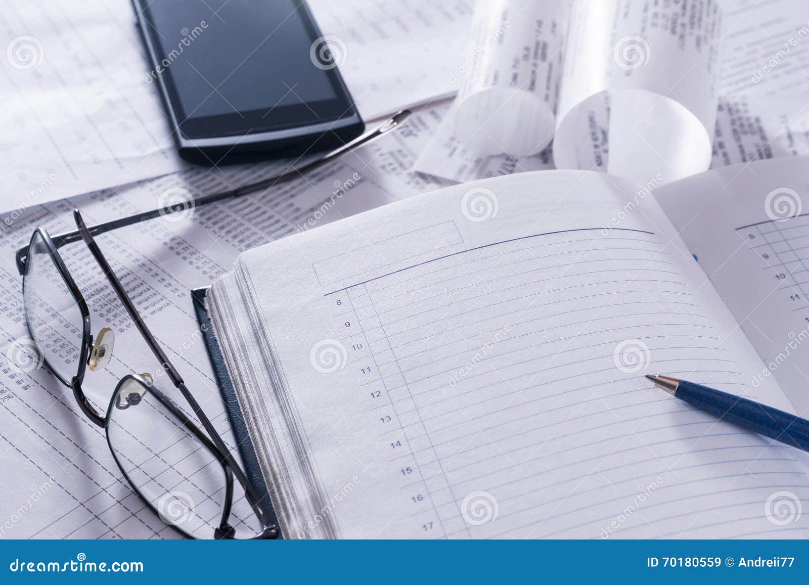 Notebook Pen Checks Glasses Stock Image - Image of finances, deadline ...