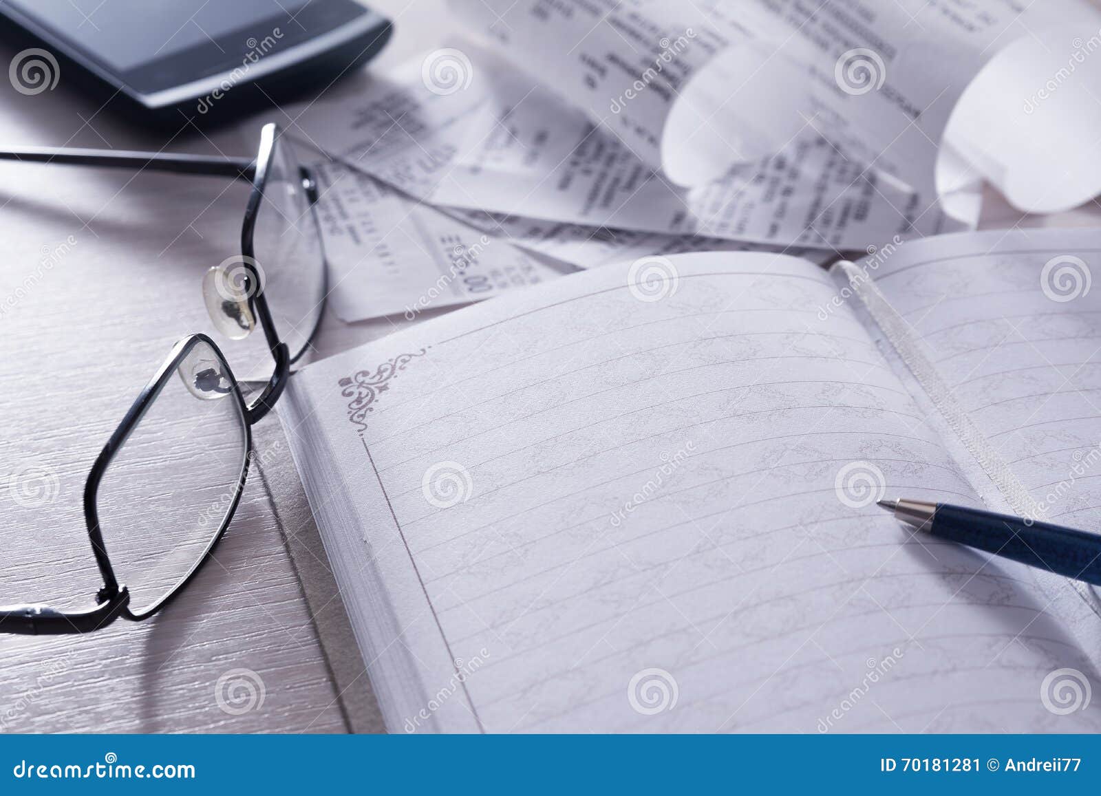 Notebook Pen Checks Glasses Stock Image - Image of data, debt: 70181281