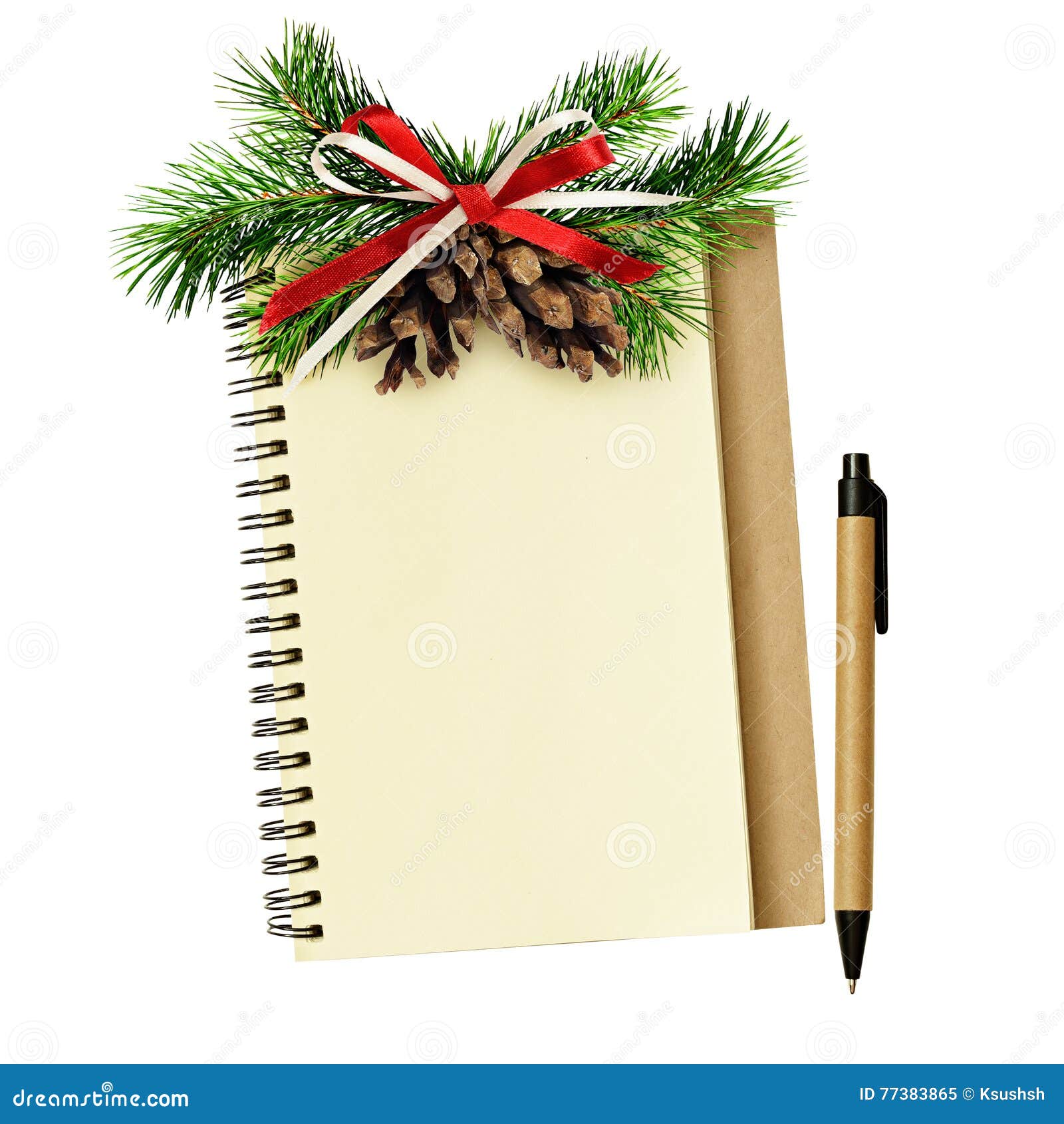 Notebook and Pen with Christmas Decorations Stock Image - Image of ...