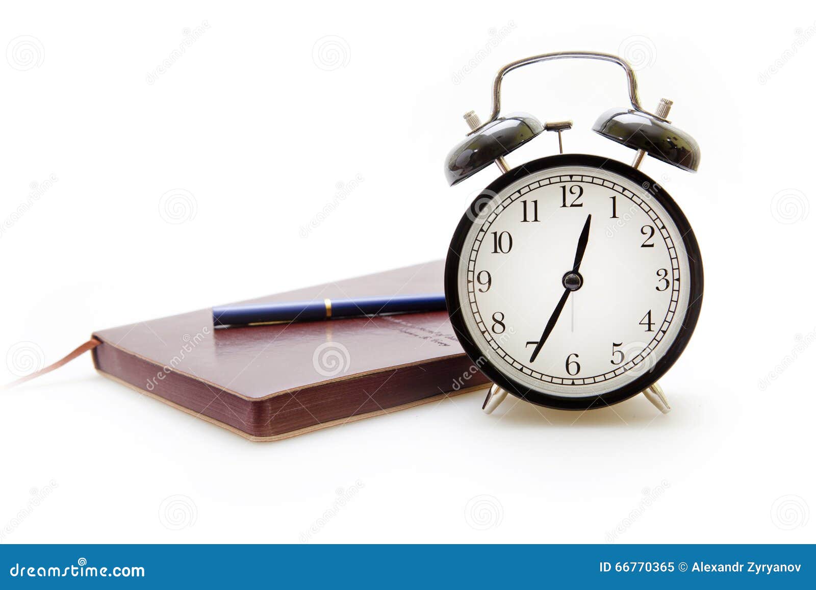Notebook, Pen and Clock in Retro Style Stock Image - Image of shape ...