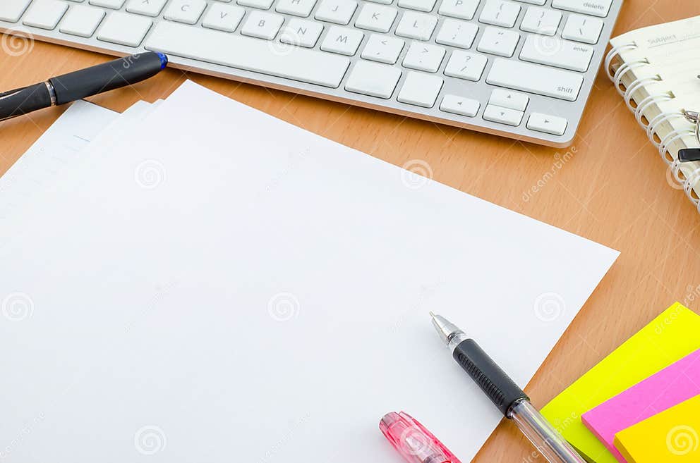 Notebook with Pen and Color Note Paper Stock Photo - Image of ...