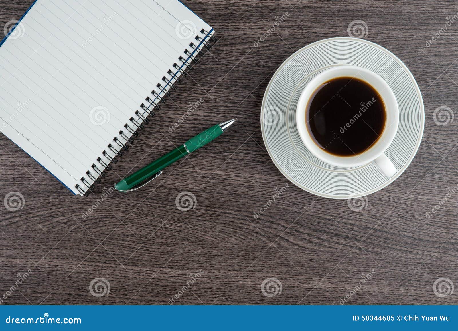 Notebook with Pen and Cup of Coffee, Planning Stock Image - Image of ...