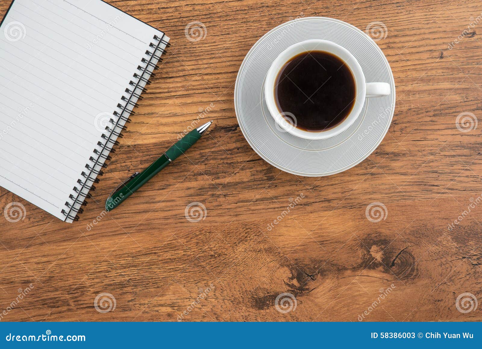 Notebook with Pen and Cup of Coffee, Planning Stock Image - Image of ...