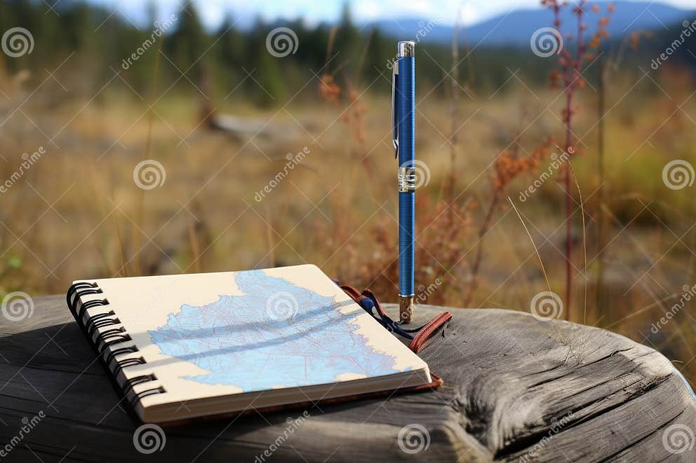 Notebook and Pen for Documenting the Hiking Journey Stock Illustration ...