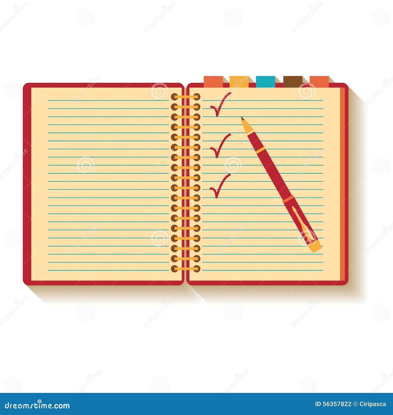 Notebook and Pen. Flat Design Stock Vector - Illustration of patterns ...