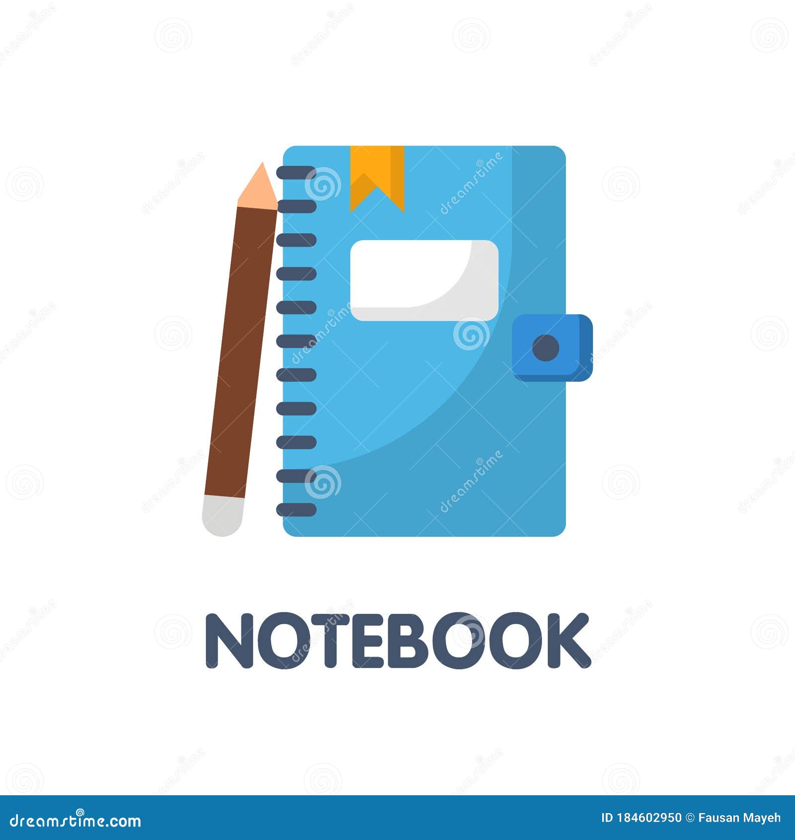 Notebook and Pen Flat Icon Style Design Illustration on White ...
