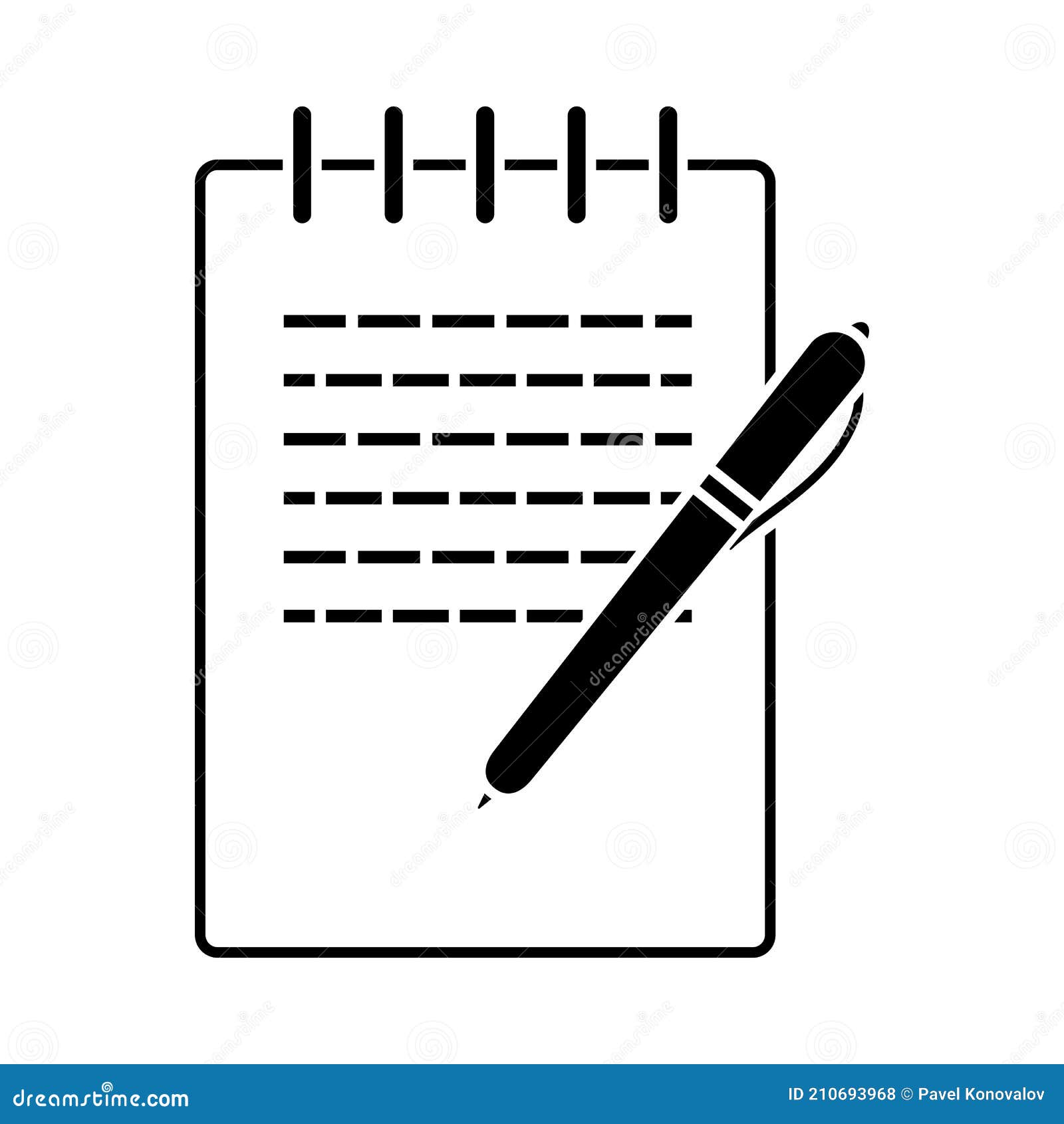 Notebook with Pen Icon stock vector. Illustration of note - 210693968