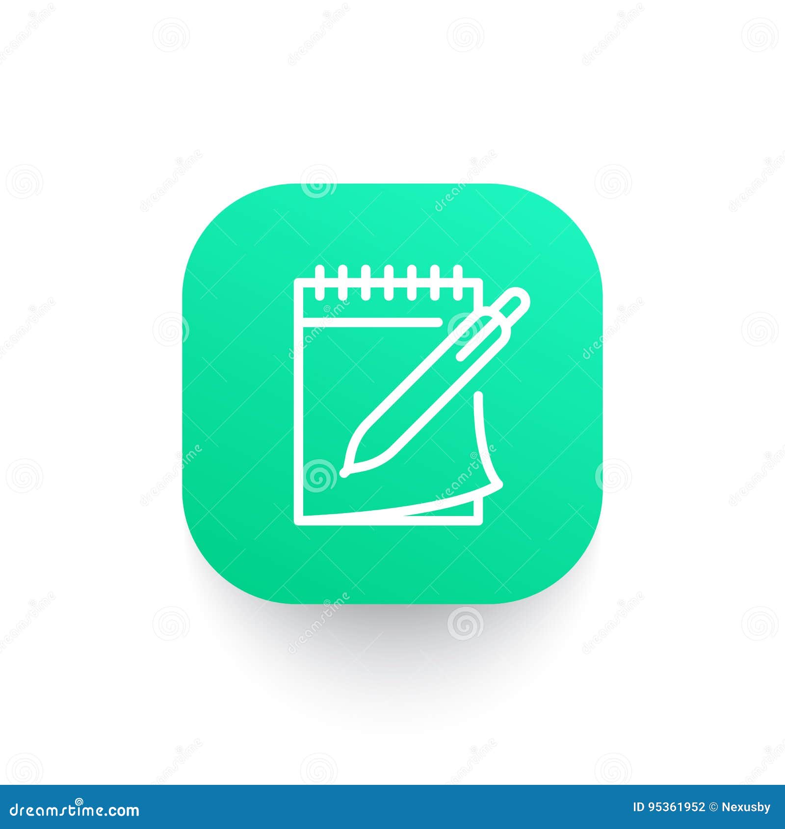 Notebook and Pen Icon in Linear Style Stock Vector - Illustration of ...