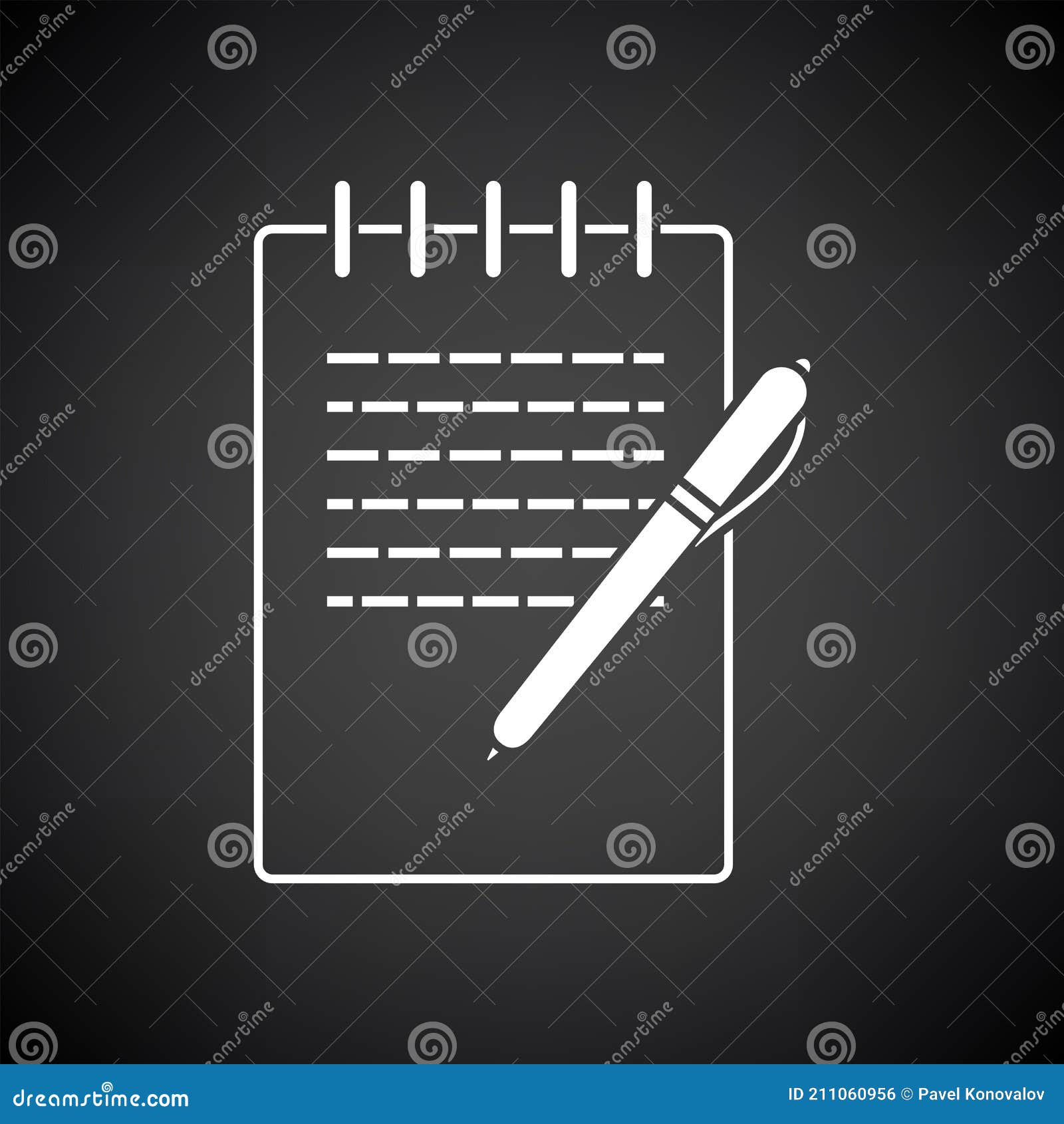 Notebook with Pen Icon stock vector. Illustration of agent - 211060956