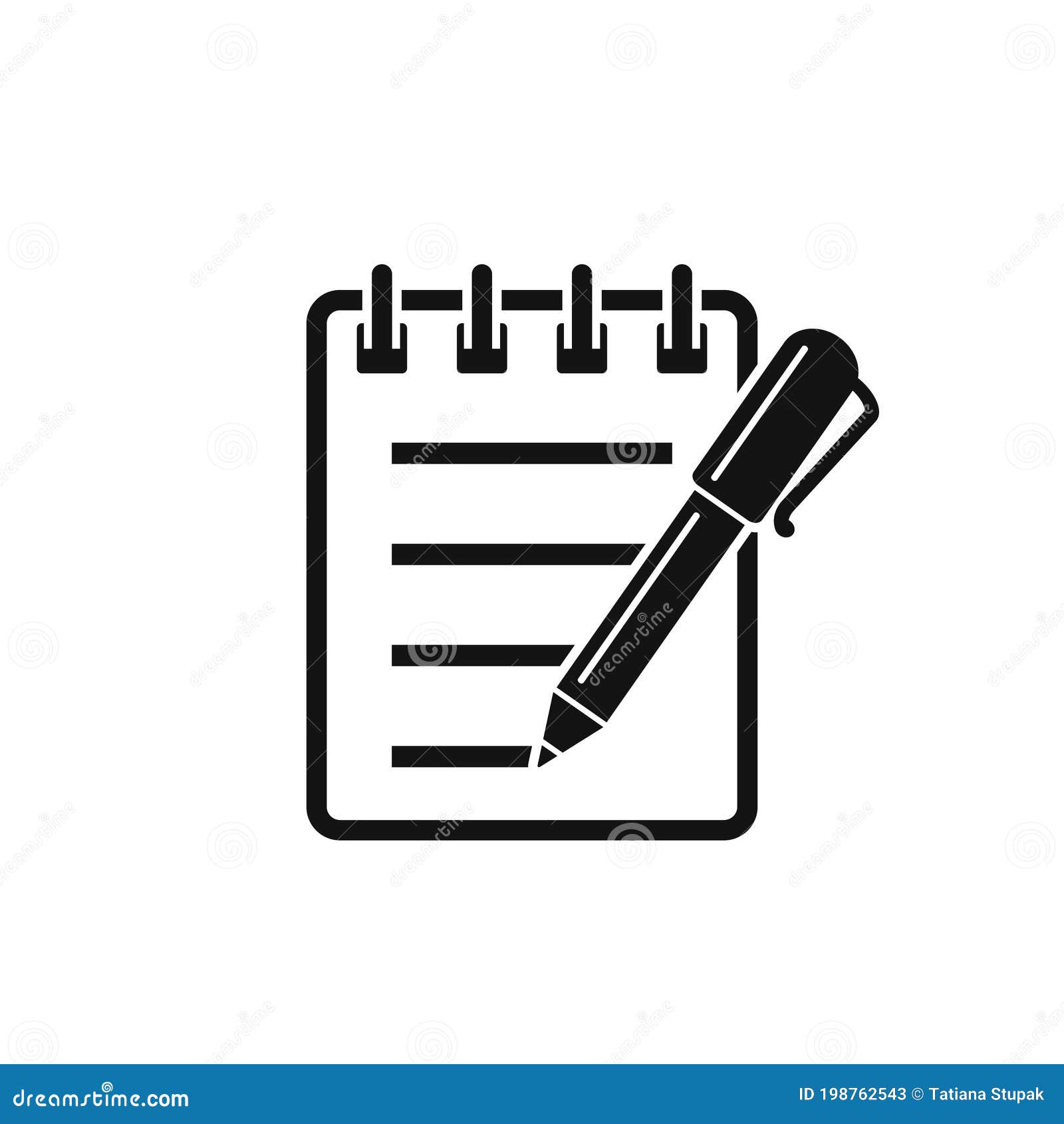 Notebook and Pen Icon. Notepad with Pen Flat Design Icon Stock Vector ...