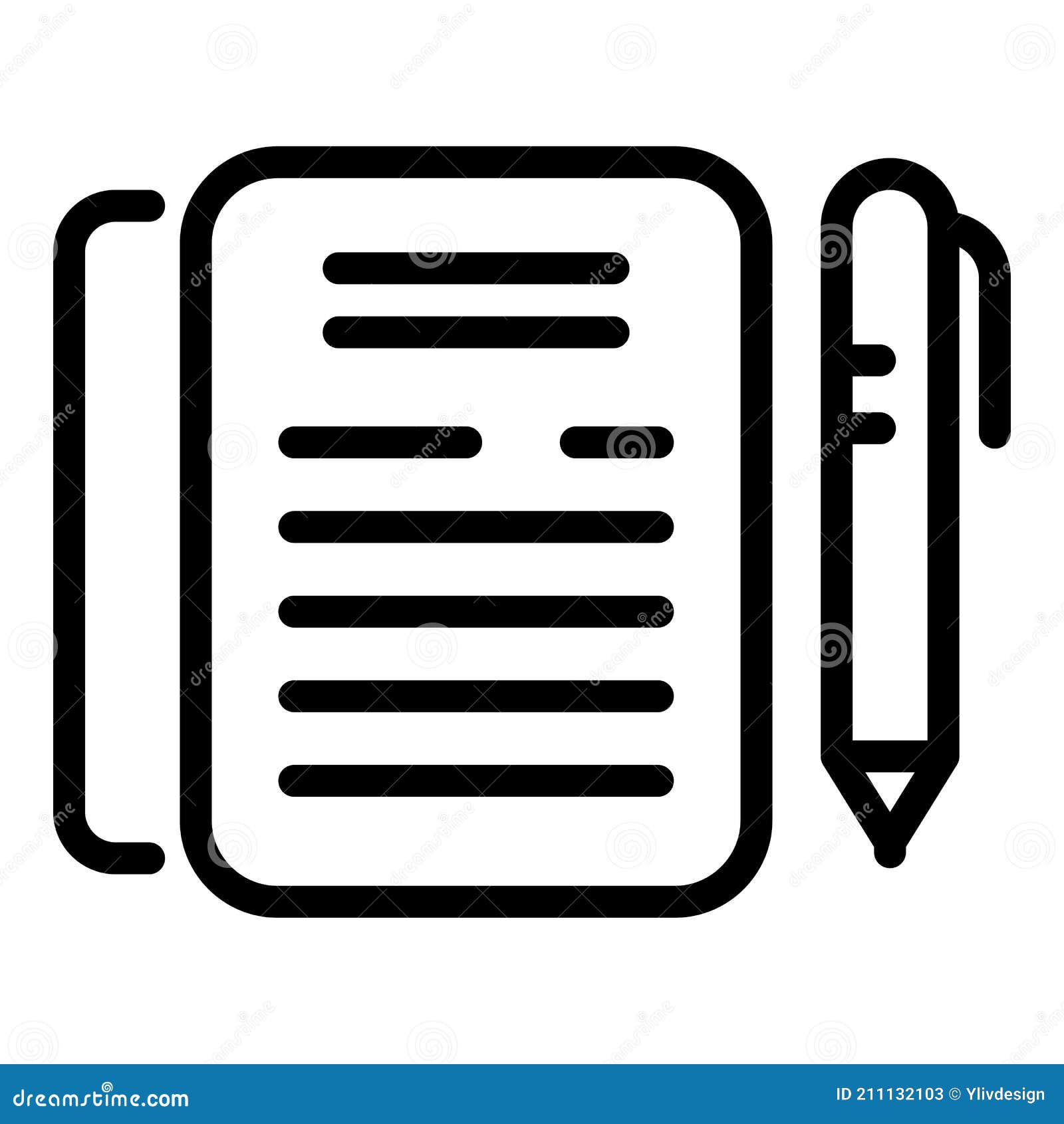 Notebook and Pen Icon, Outline Style Stock Vector - Illustration of ...